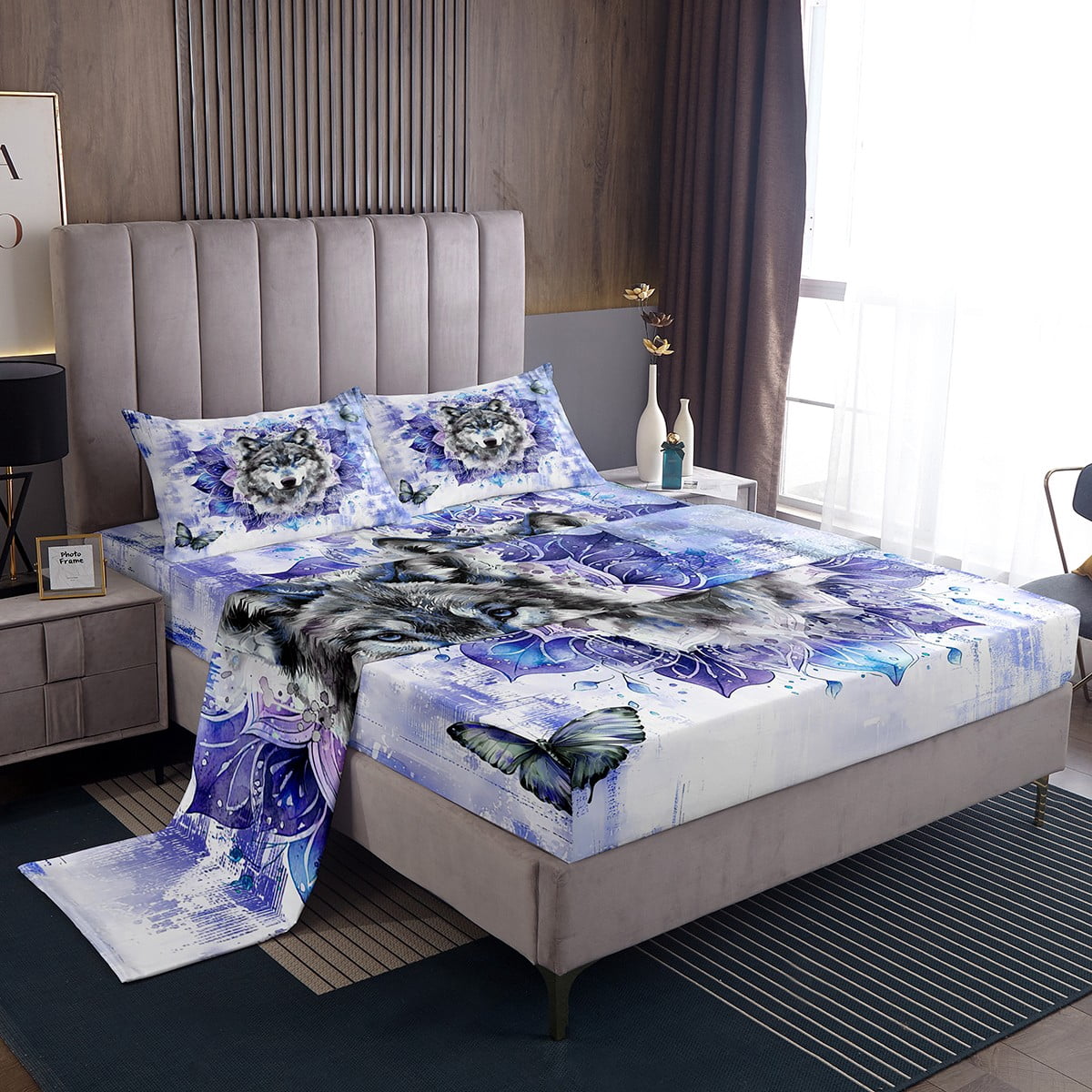 YST Wild Wolf Bed Sheets Set for Kids Teens Adults Safari Animal Print ...