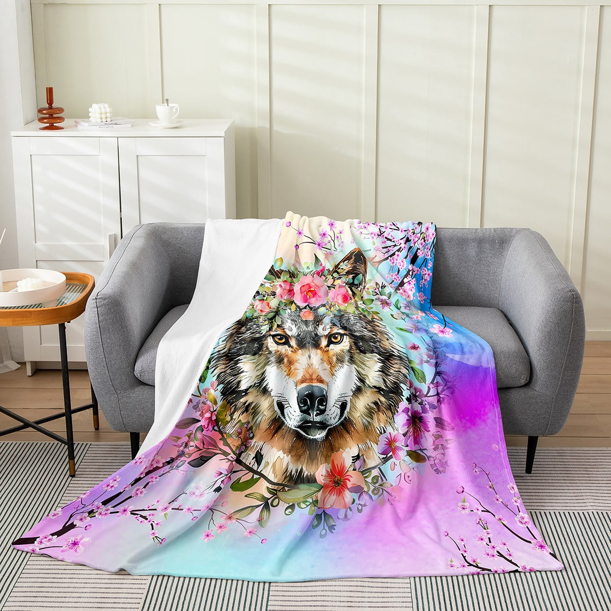 Wild Wolf Fleece Blanket Throw 50x60 For Men Women 3D Wolf Throw ...
