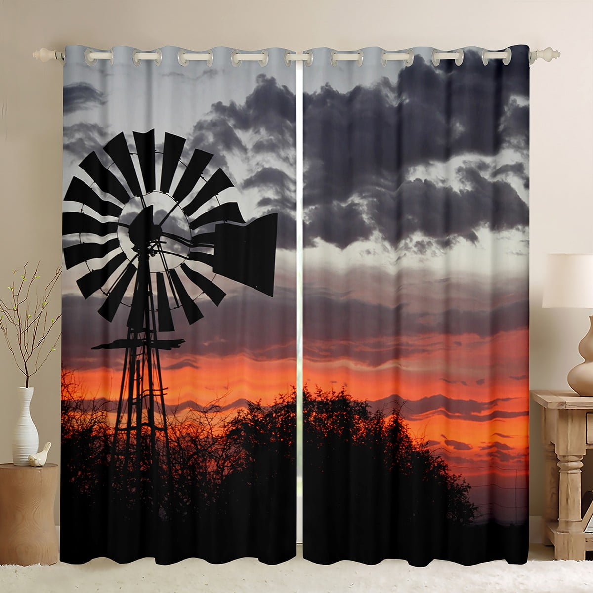 YST Windmill Blackout Curtains Pink Clouds Curtains & Drapes ...