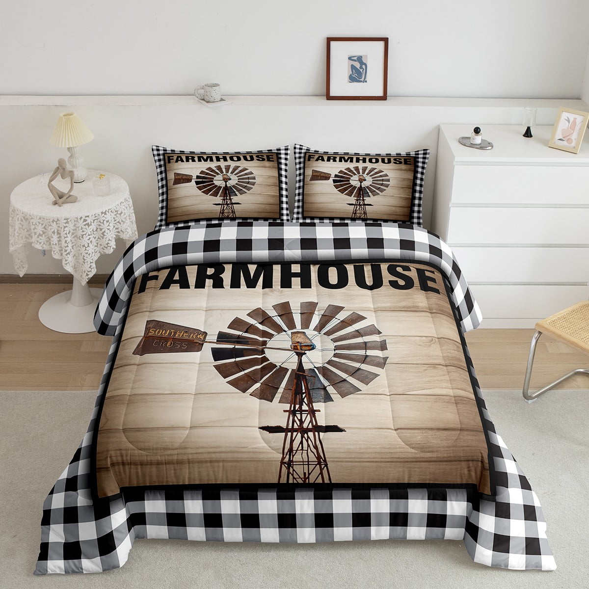 YST Windmill Comforter Set Farmhouse Bedding for Boys Rustic Country ...