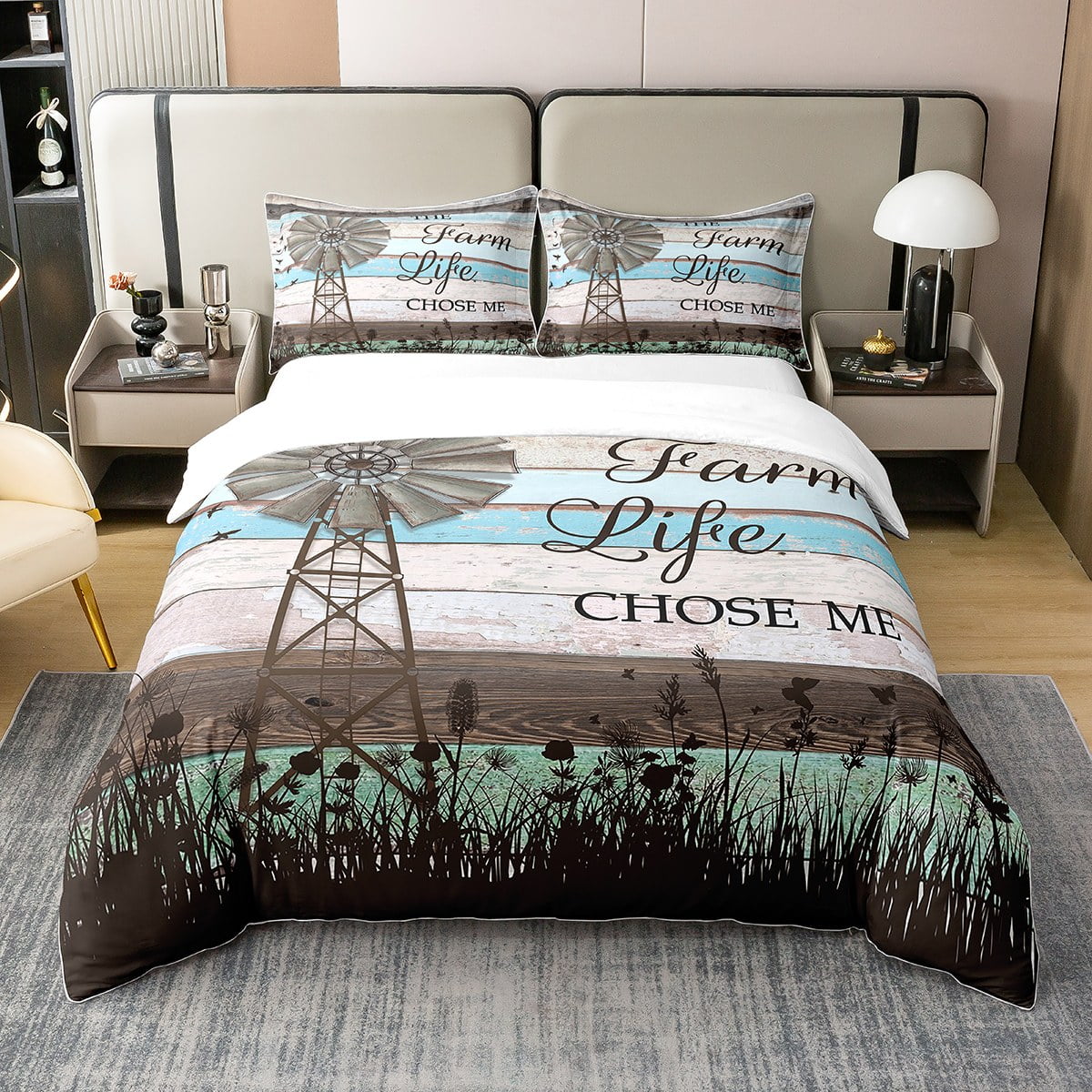 YST Windmill Decor 100% Cotton Duvet Cover for Boys,Rustic Farmhouse ...