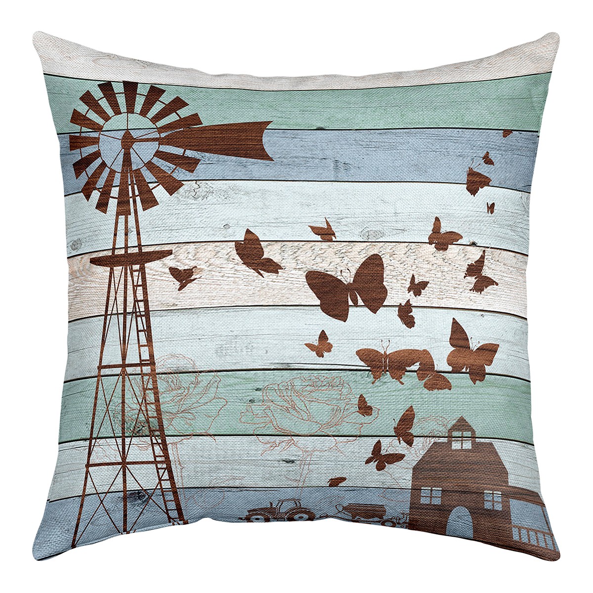 YST Windmill Decor Farmhouse Cushion Case Pinwheel Winnow Throw Pillow ...