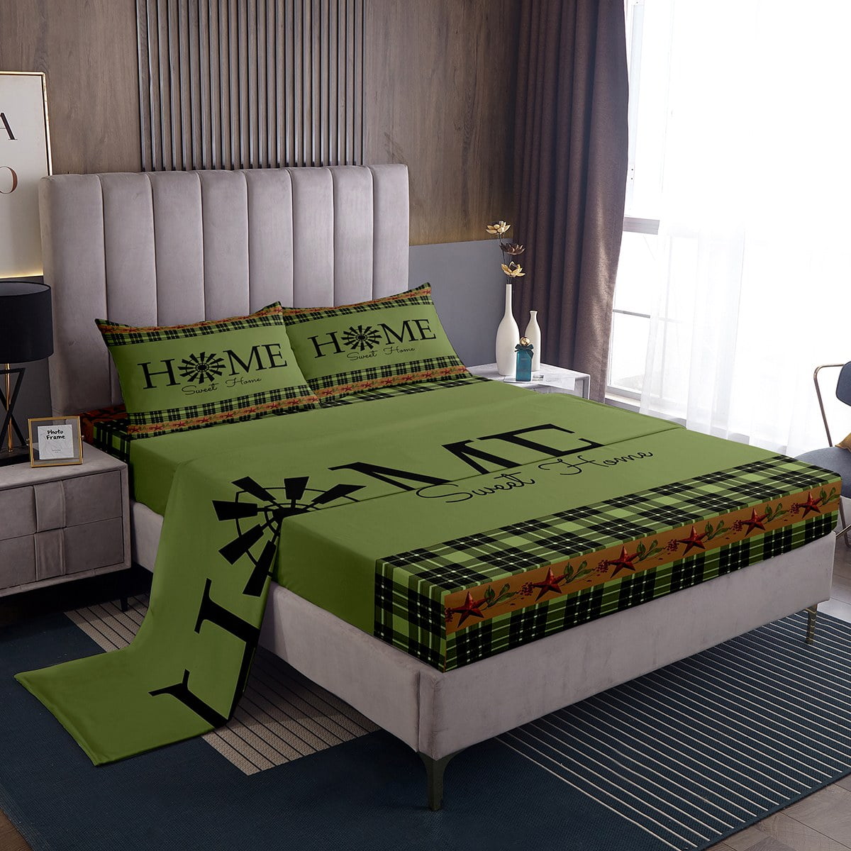 YST Windmill Sheet Set King Size, Rustic Farmhouse Sheets Southwestern ...