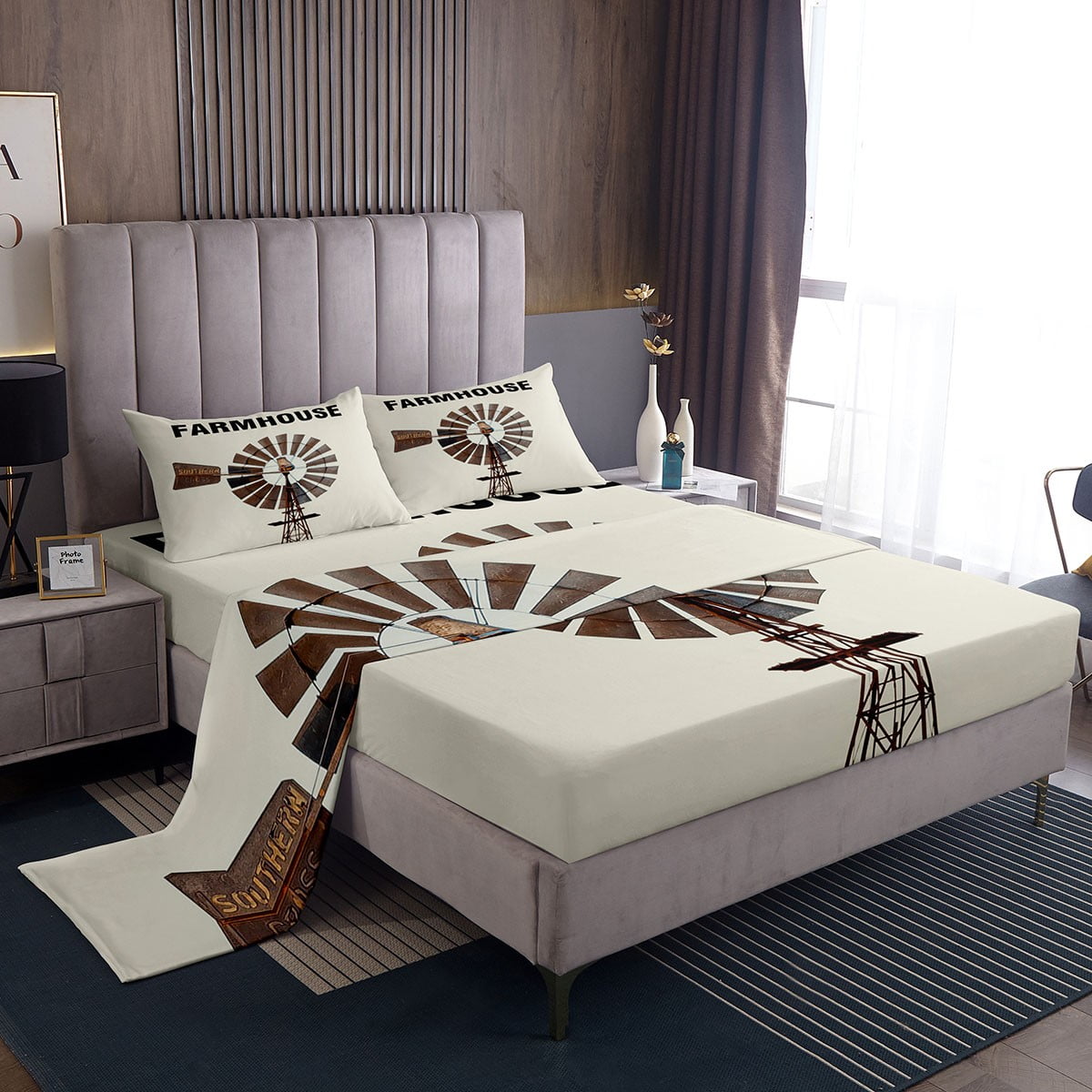 YST Windmill Sheet Set Toddler Sheets for Boys Vintage Farmhouse Cabin ...