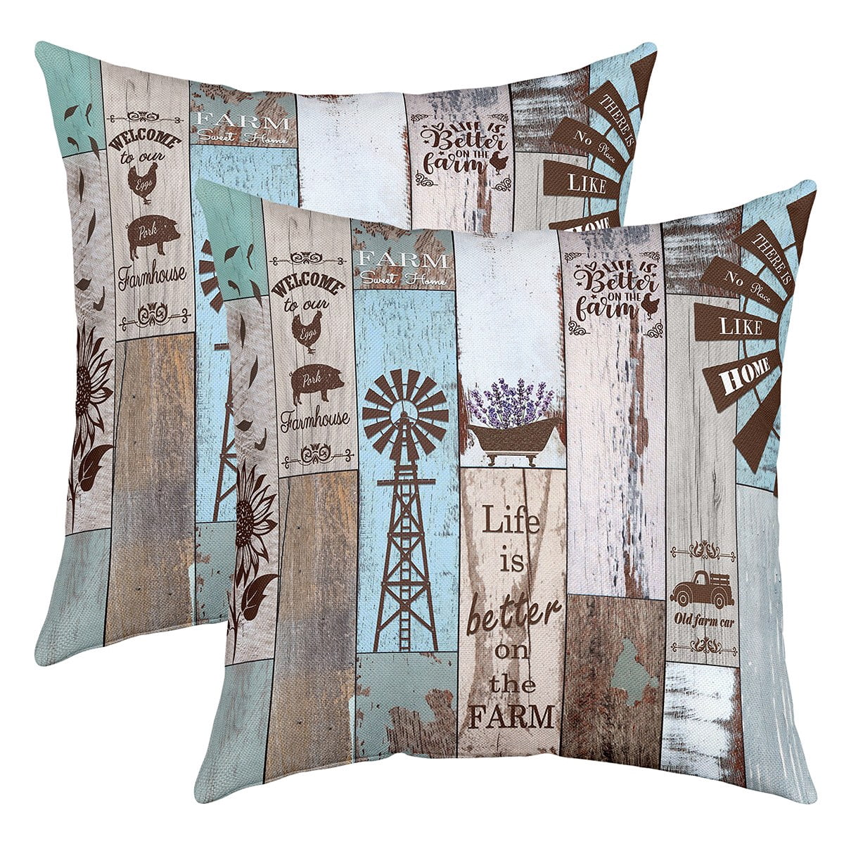 Windmill Throw Pillow Covers 22x22 inch set of 2,Rustic Farmhouse ...
