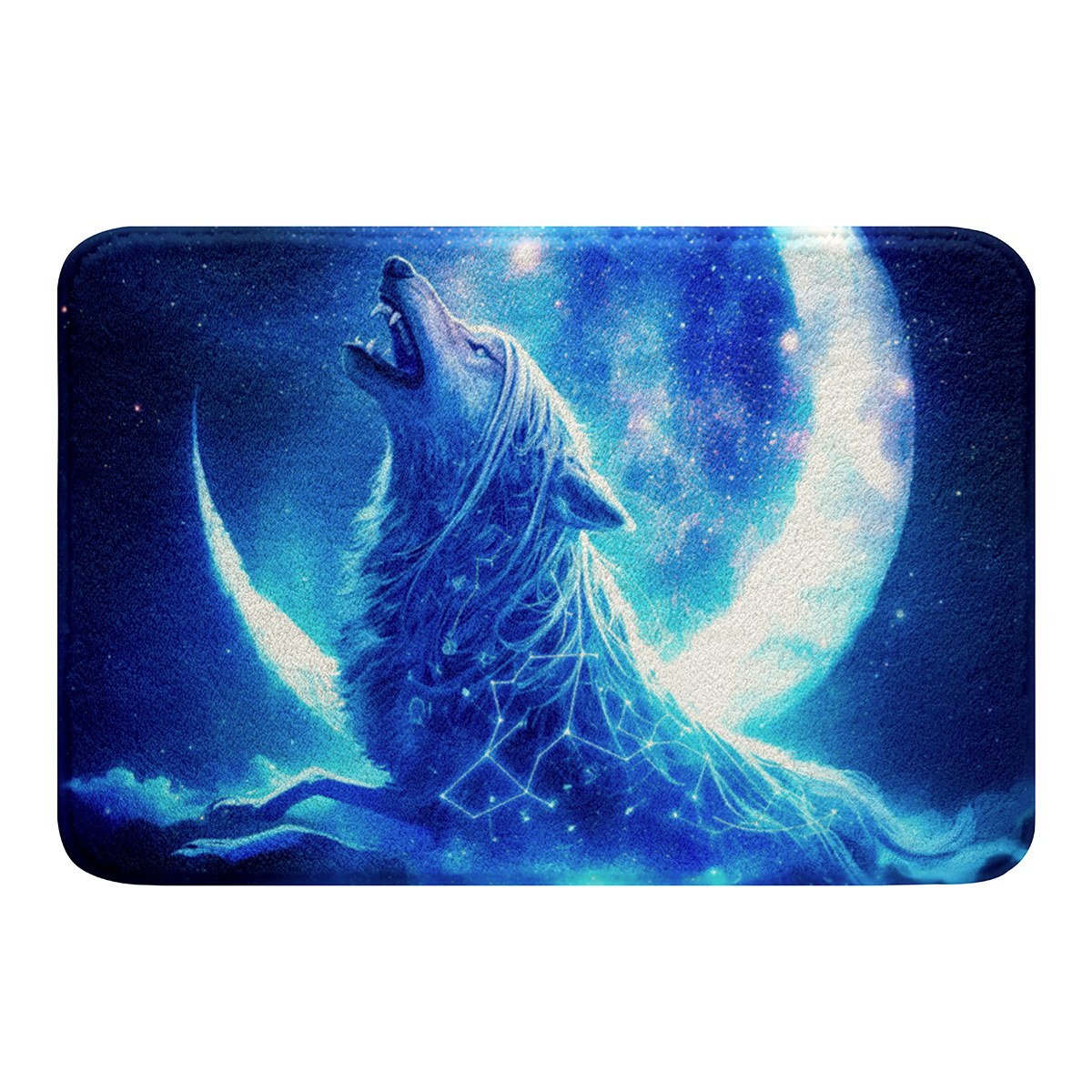 YST Wolf Bathroom Rugs,Blue Moon Galaxy Bath Rugs Wolf Bathroom Decor ...