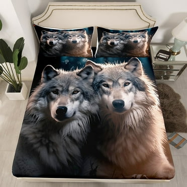 YST Wolf Fitted Sheet Twin for Girls Boys Kids Adults,Wolf Dream ...
