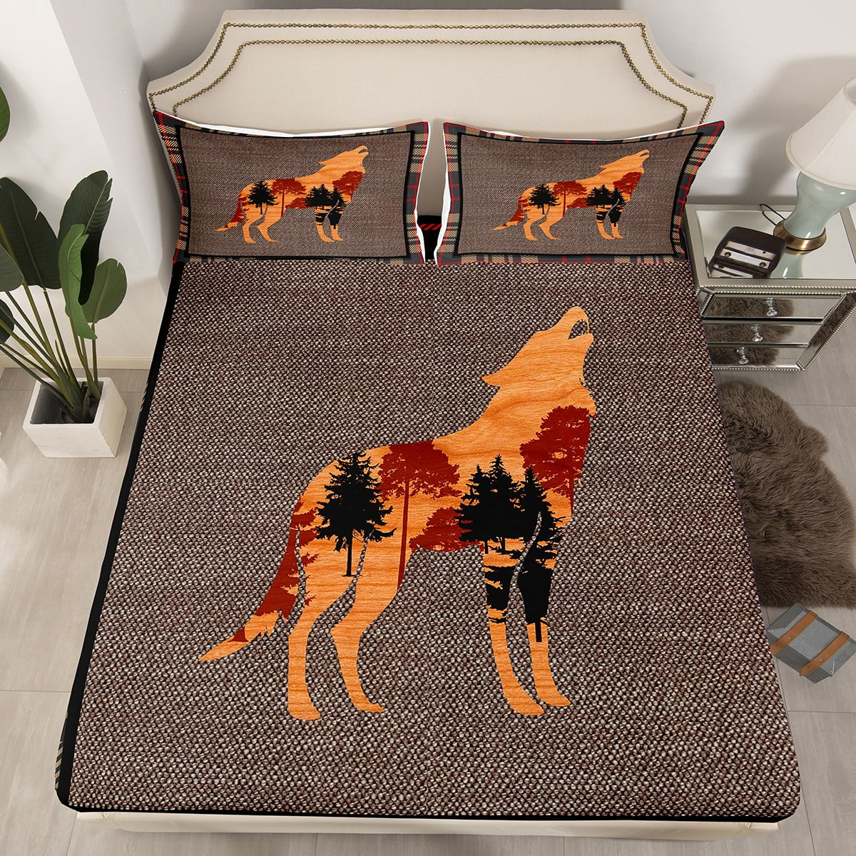 YST Wolf Bed Sheets Queen Size,Howling Wolves Fitted Sheet for Kids ...