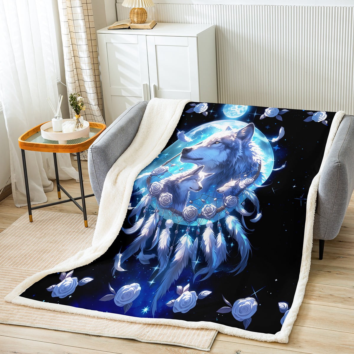 YST Wolf Blanket For Kids Boys Girls Kawaii White Jungle Animal Throw ...