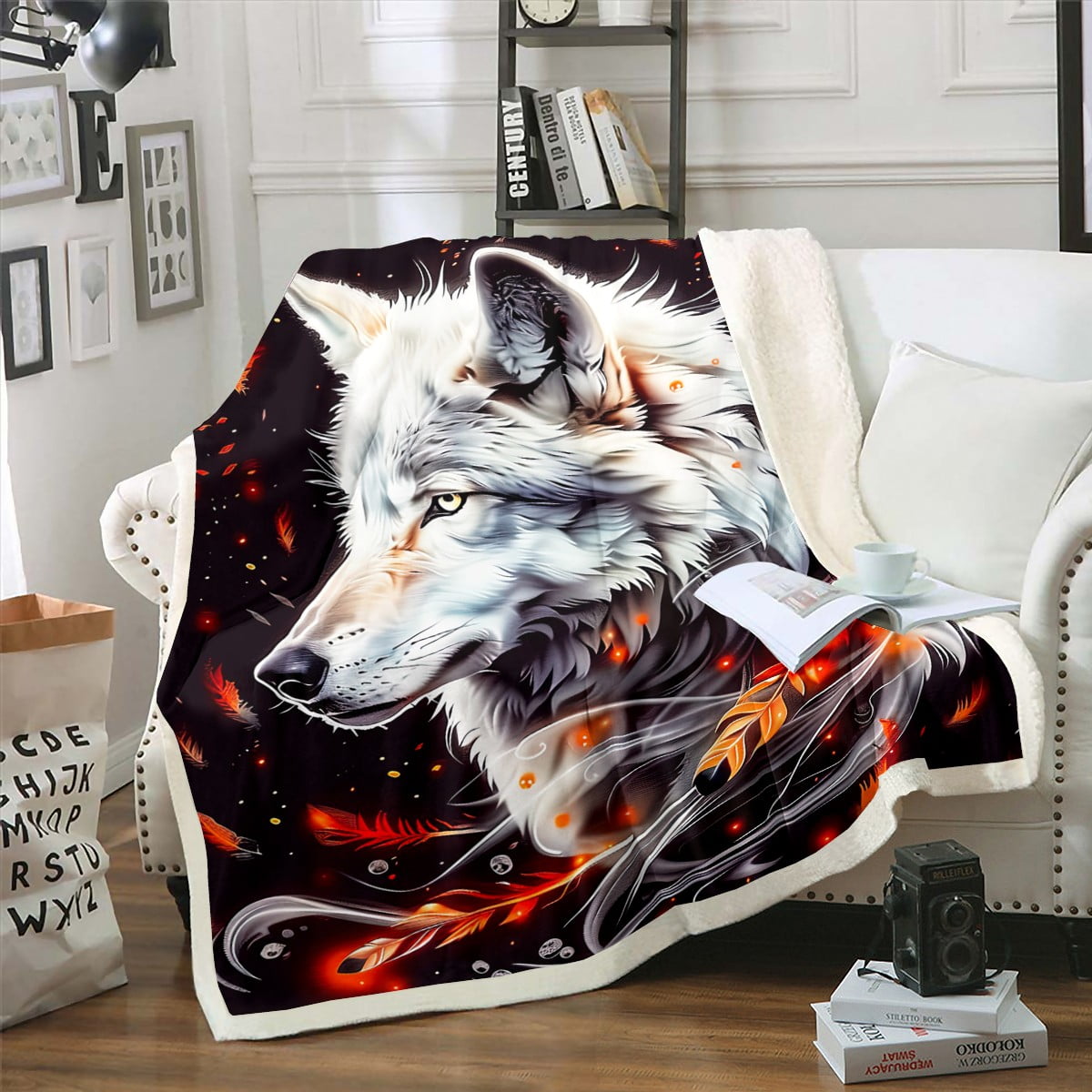Wolf Blanket Adults,Wolf Dream Catcher Throw Blanket Boho Decor for ...