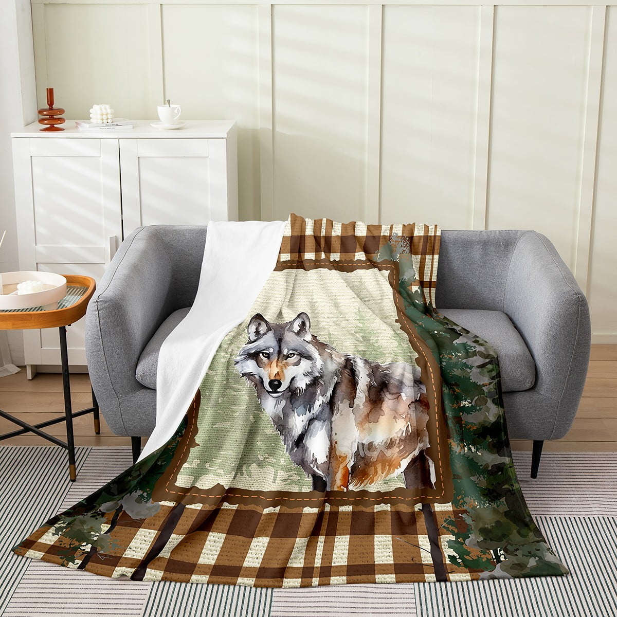 YST Wolf Blanket for Girls,Woodland Decor Wildlife Fleece Blanket Wild ...