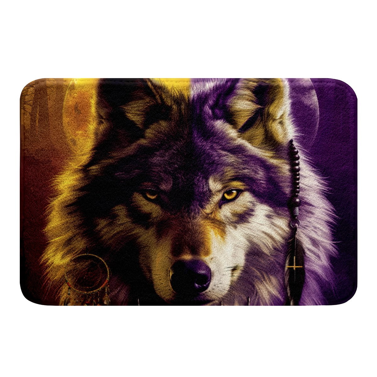 YST Wolf Dream Catcher Bathroom Rugs,American Wolf Bath Rugs for Boys ...