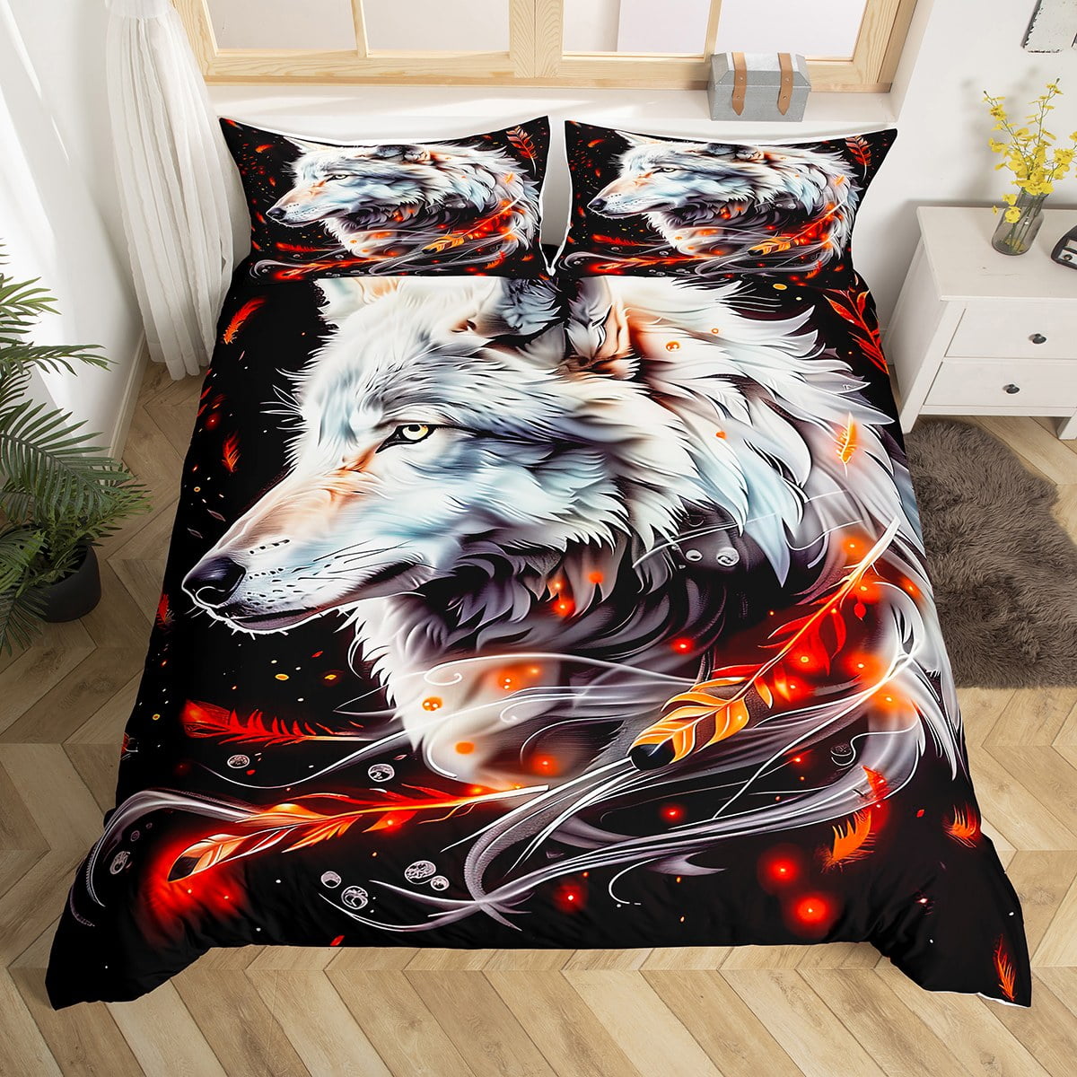 YST Wolf Duvet Cover Full for Girls Boys Kids Adults,Wolf Dream Catcher ...