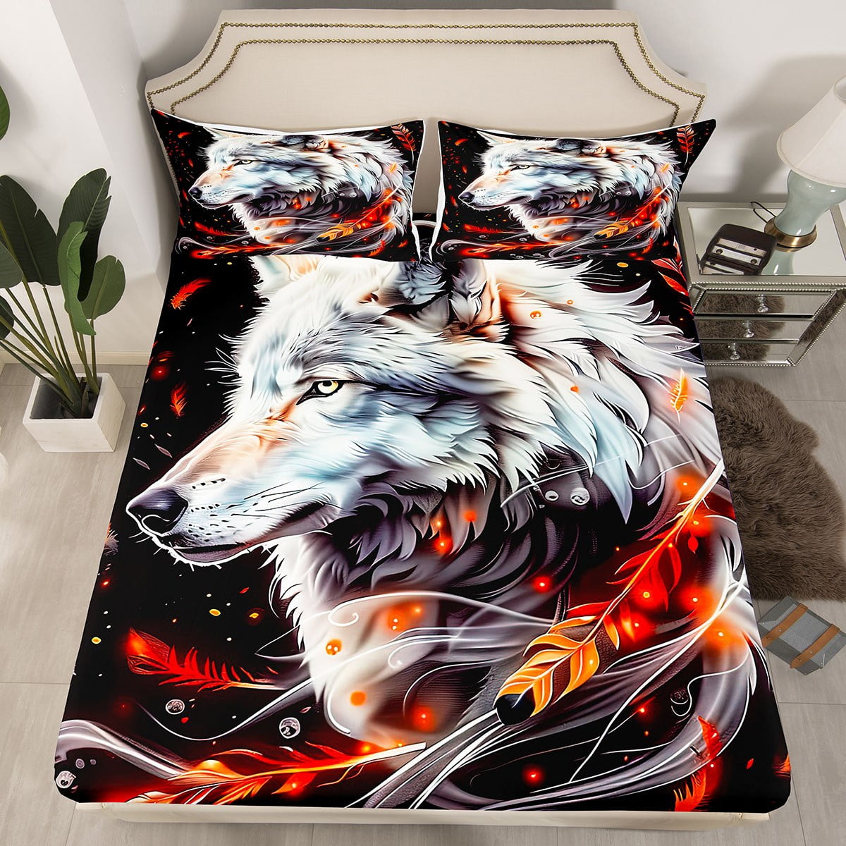 YST Wolf Fitted Sheet Twin for Girls Boys Kids Adults,Wolf Dream ...