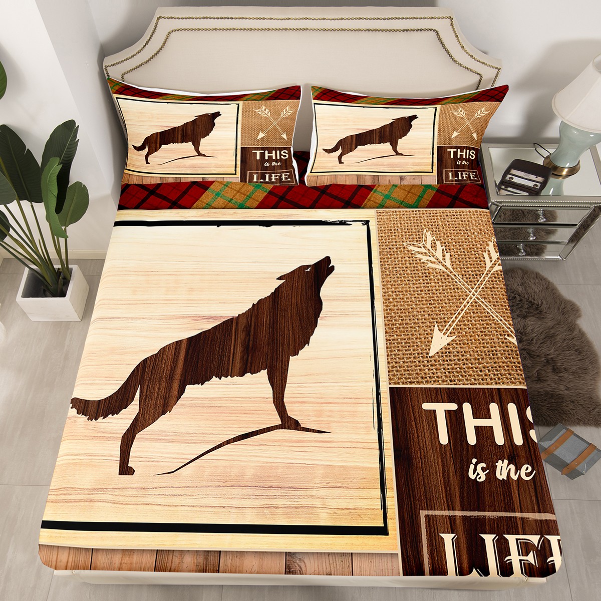 Erosebridal Wolf Fitted Sheet Wild Animals Woodland Decor Twin Bed ...