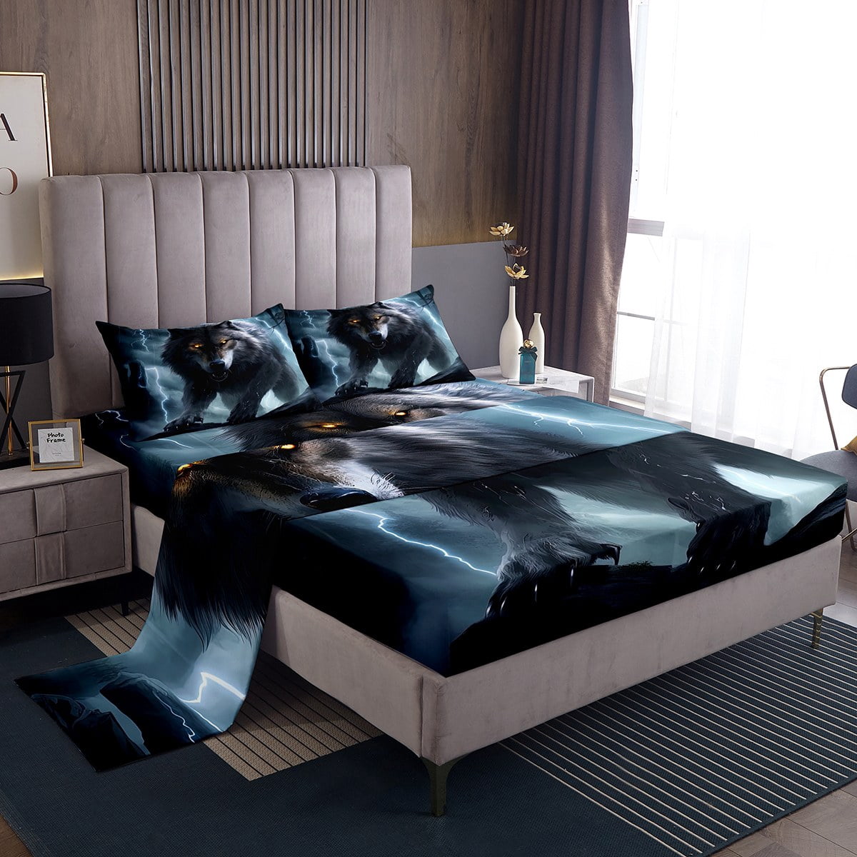 Erosebridal Wolf Sheets King Size Adults,3D Animal Print Wolf Sheet Set ...