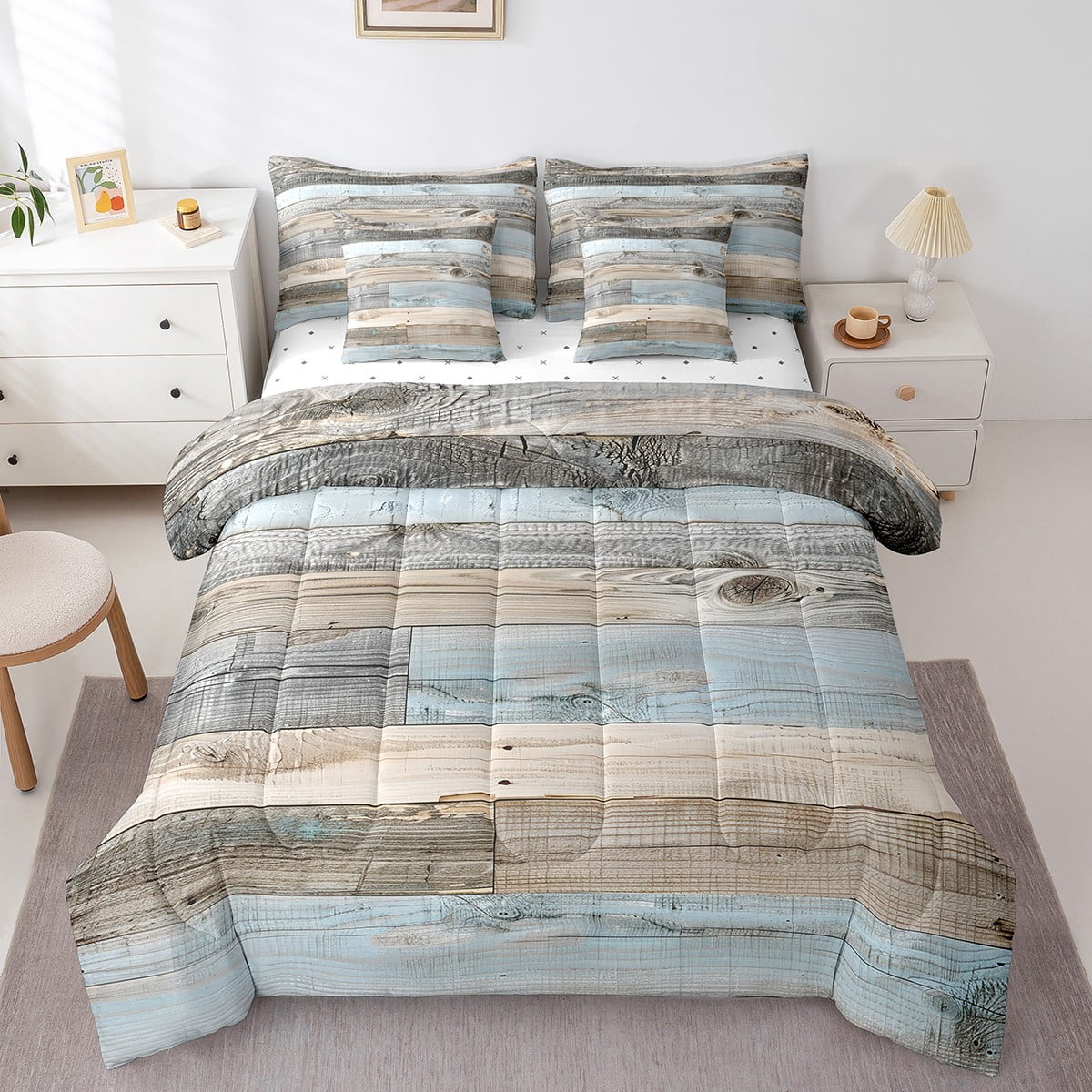 Wood Barn Door Bed In A Bag Full Western Farmhouse Comforter Set 7 ...