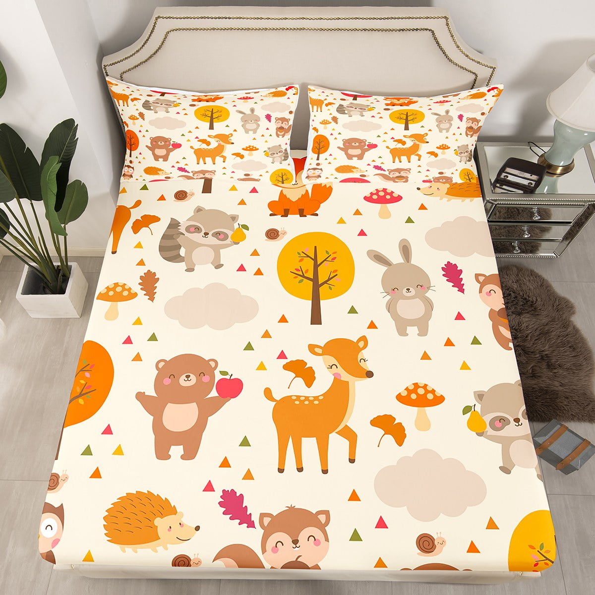 YST Woodland Animals Bedding Set Twin Boys Girls Kids Cute Fitted Sheet ...