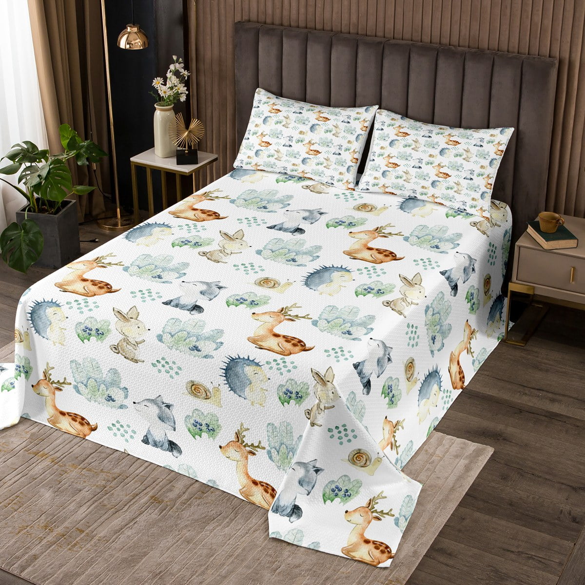 YST Woodland Animals Coverlet King Size for Kids Toddlers Cute Rabbit ...