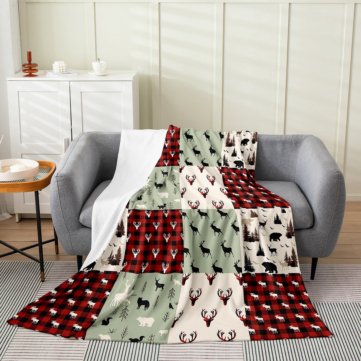 YST Woodland Moose Flannel Blanket,Farmhouse Fleece Blanket Twin 60x80 ...