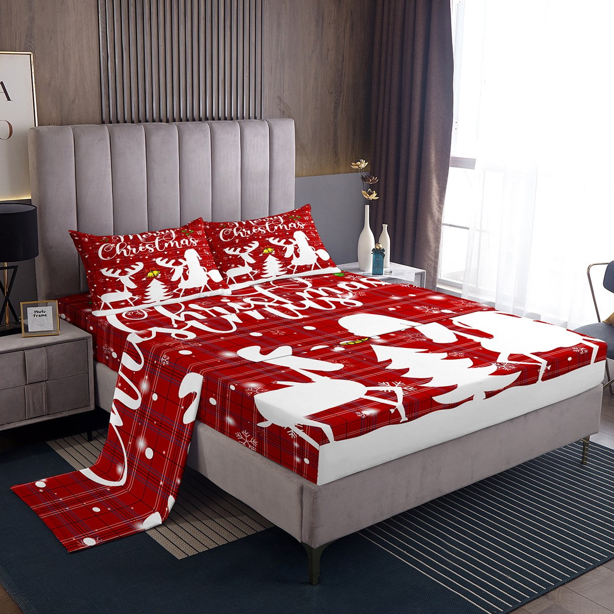 YST Xmas Bed Sheets Set Merry Christmas Sheets King for Girls Boys ...