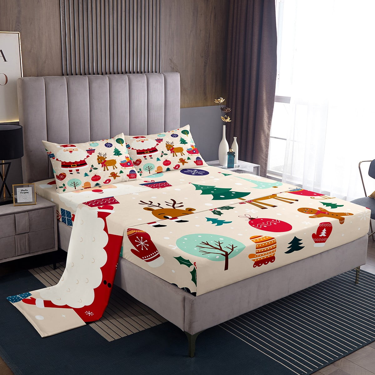 YST Xmas Tree Bed Sheets Set for Kids,Peace Dove Leaves Sheet Set for ...