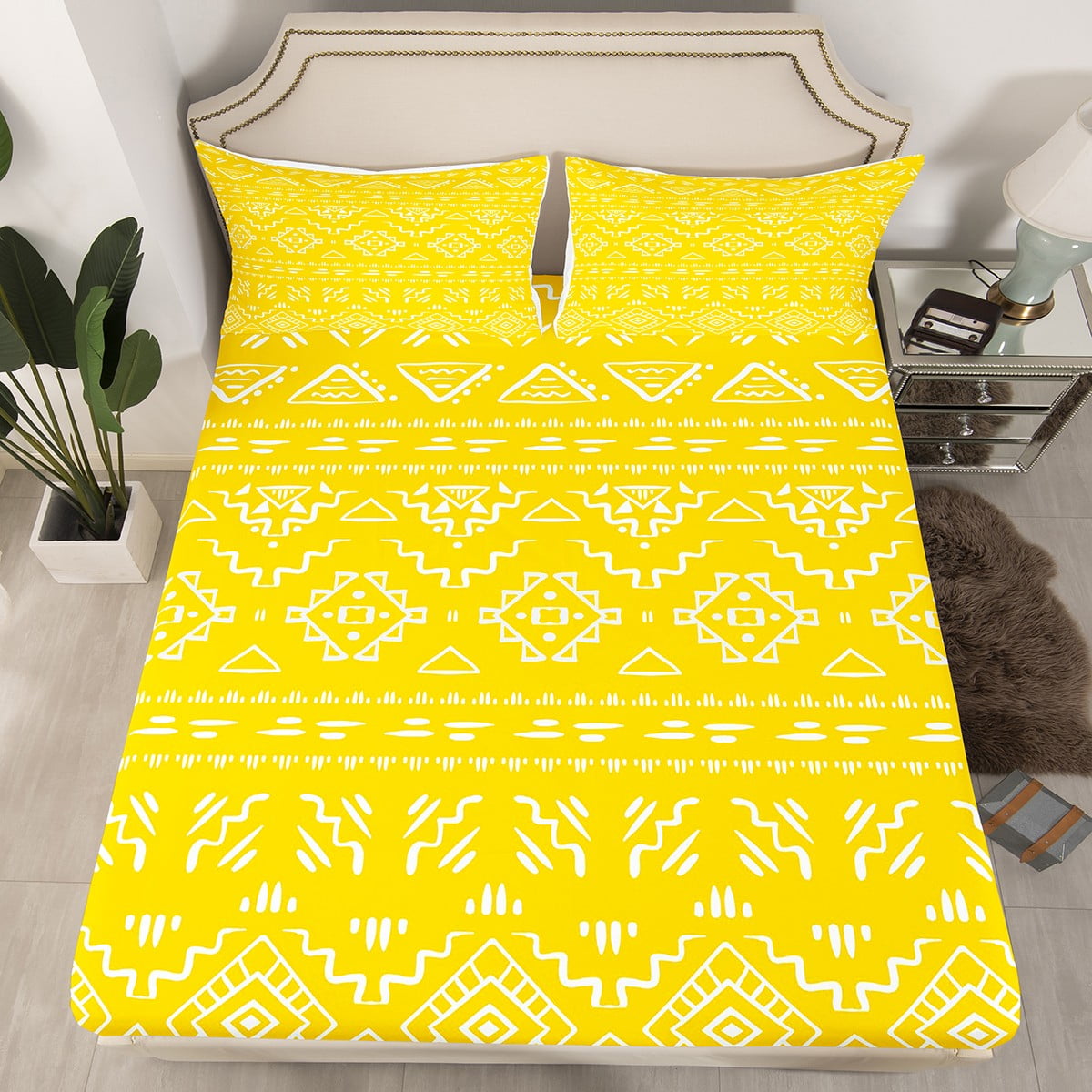 YST Yellow Aztec Bed Sheets Full Western Boho Bedding Set Exotic ...
