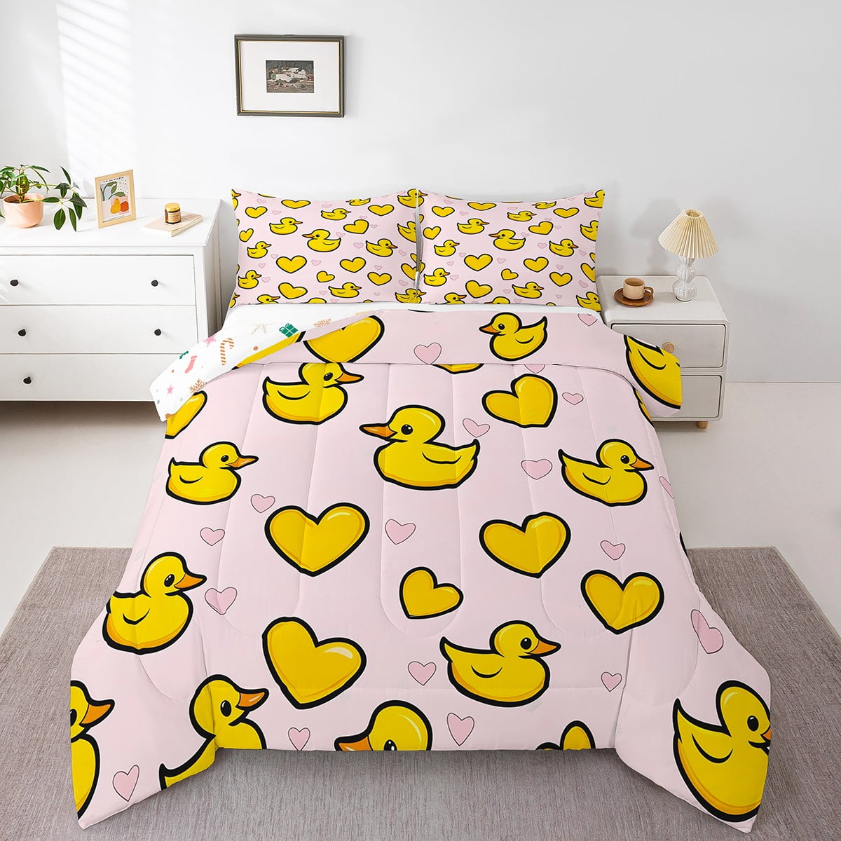 YST Yellow Duck Twin Bedding Set,Cute Rubber Duck Comforter Set for ...