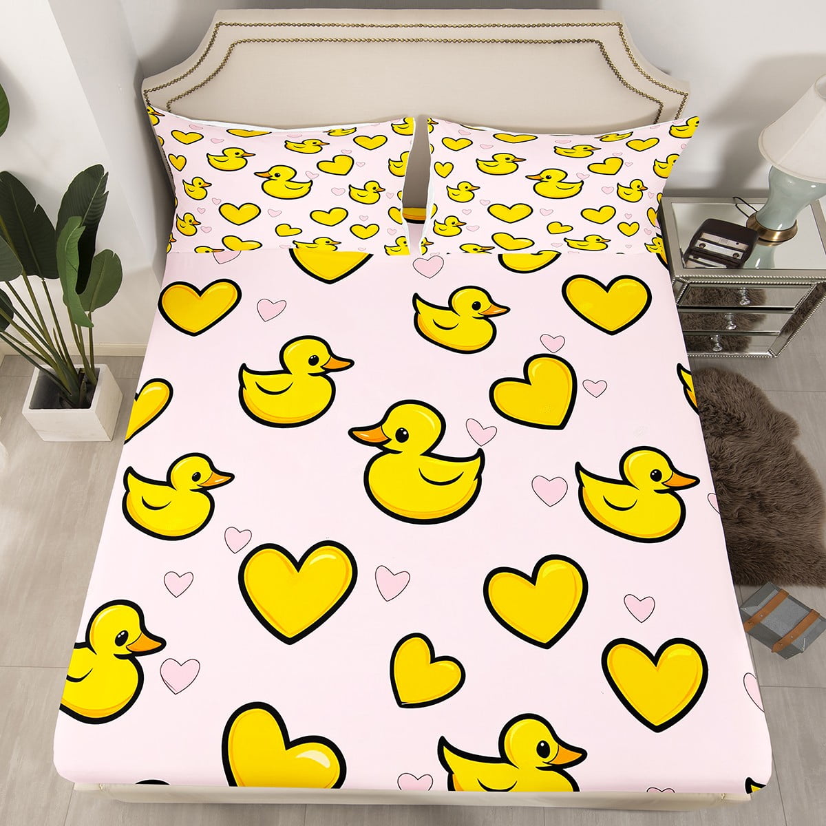 YST Yellow Duck Twin Fitted Sheet,Cute Rubber Duck Bedding Set for Kids ...
