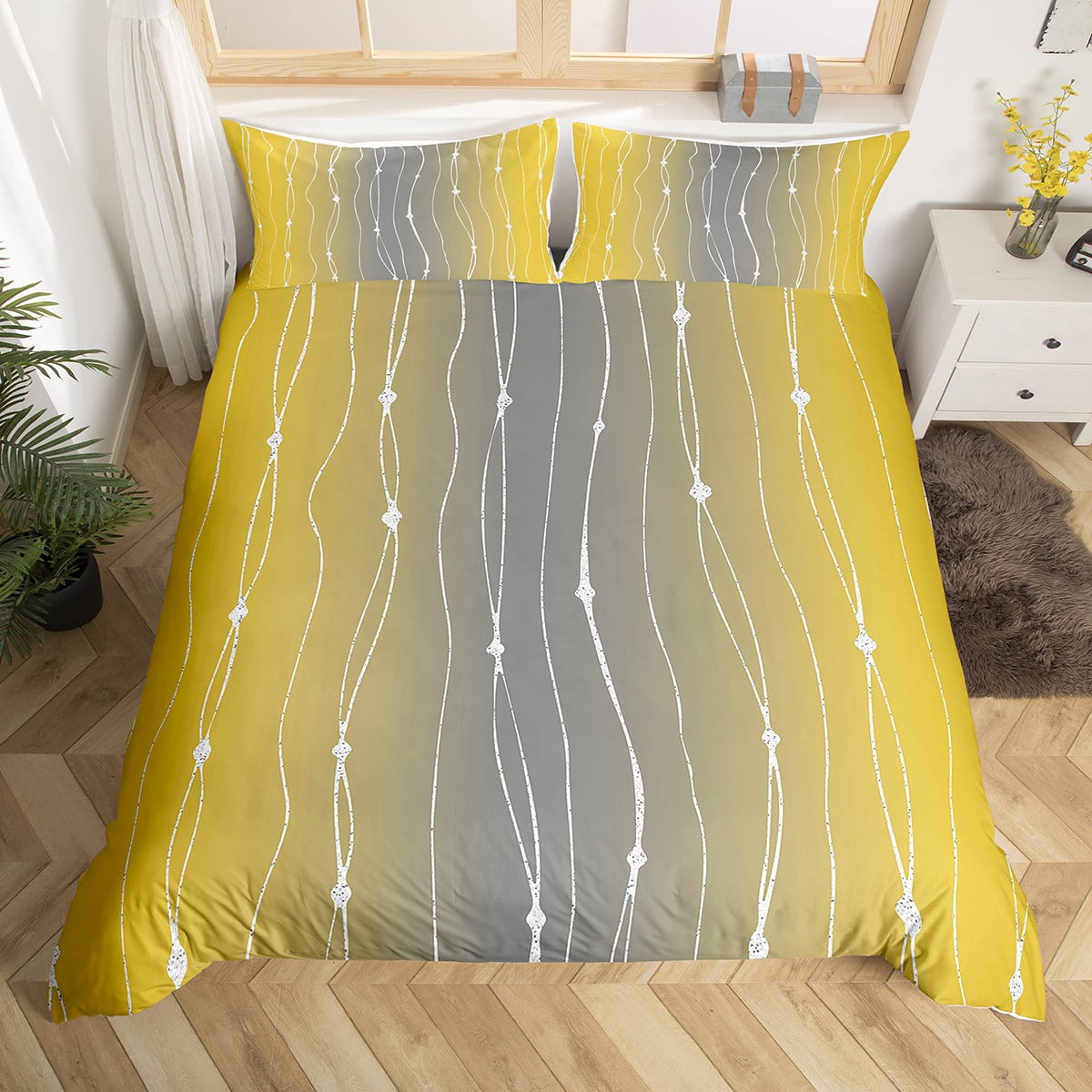 Erosebridal Yellow and Grey Ombre Duvet Cover King Aesthetic Gradient ...