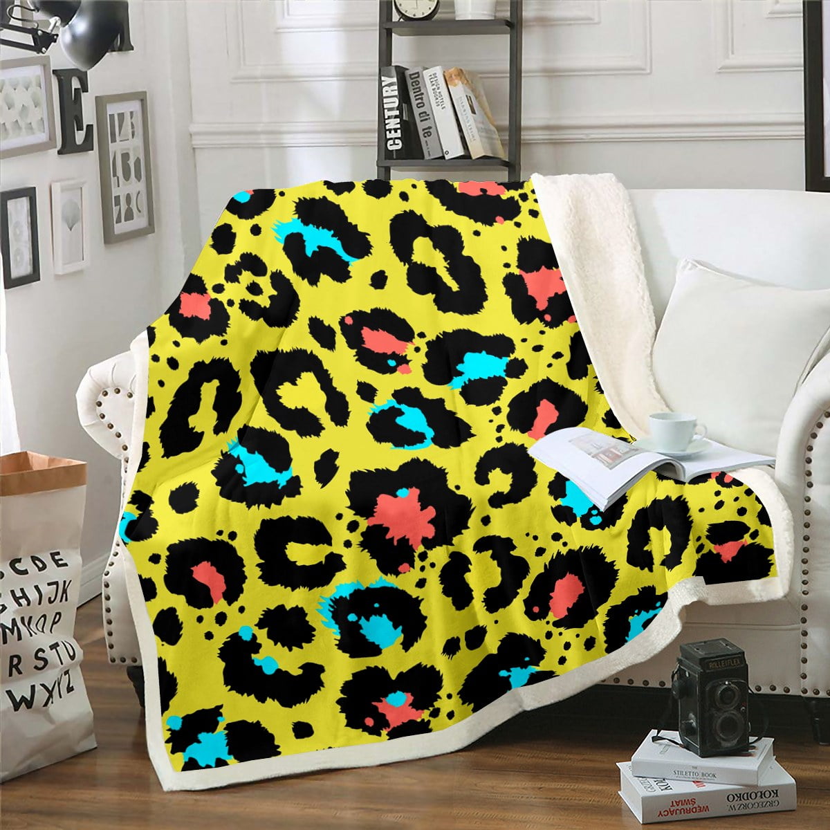 YST Yellow Leopard Print Sherpa Blanket Cheetah Print Blanket, Wild ...