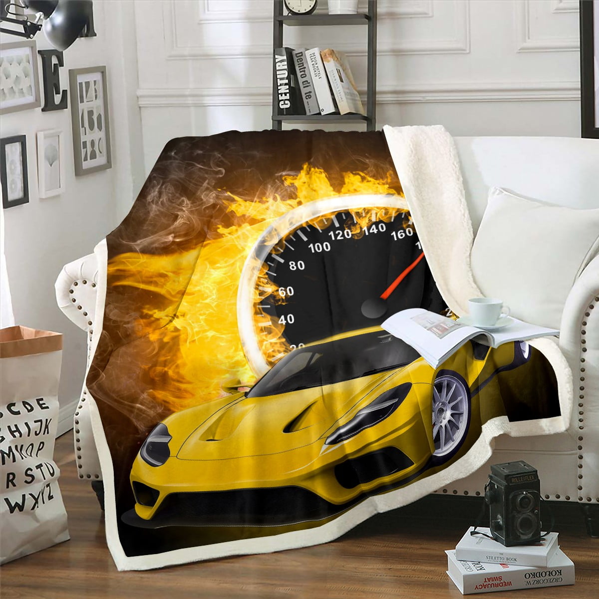 Yellow Race Car Blanket ,Extreme Sports Cars Throw Blanket Race Car ...