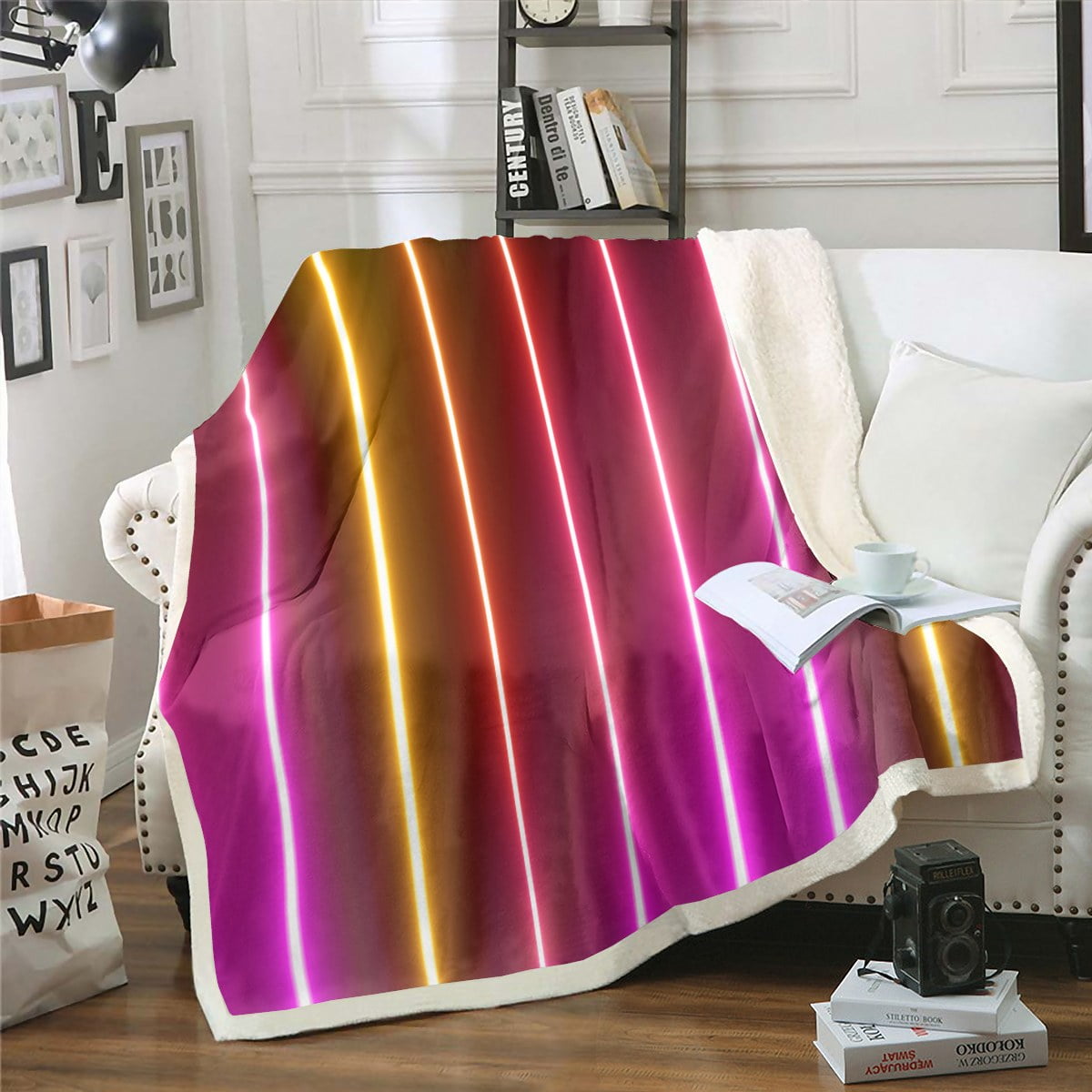 Yellow Red Pink Blanket Ombre Abstract Art Throw Blanket for Women ...
