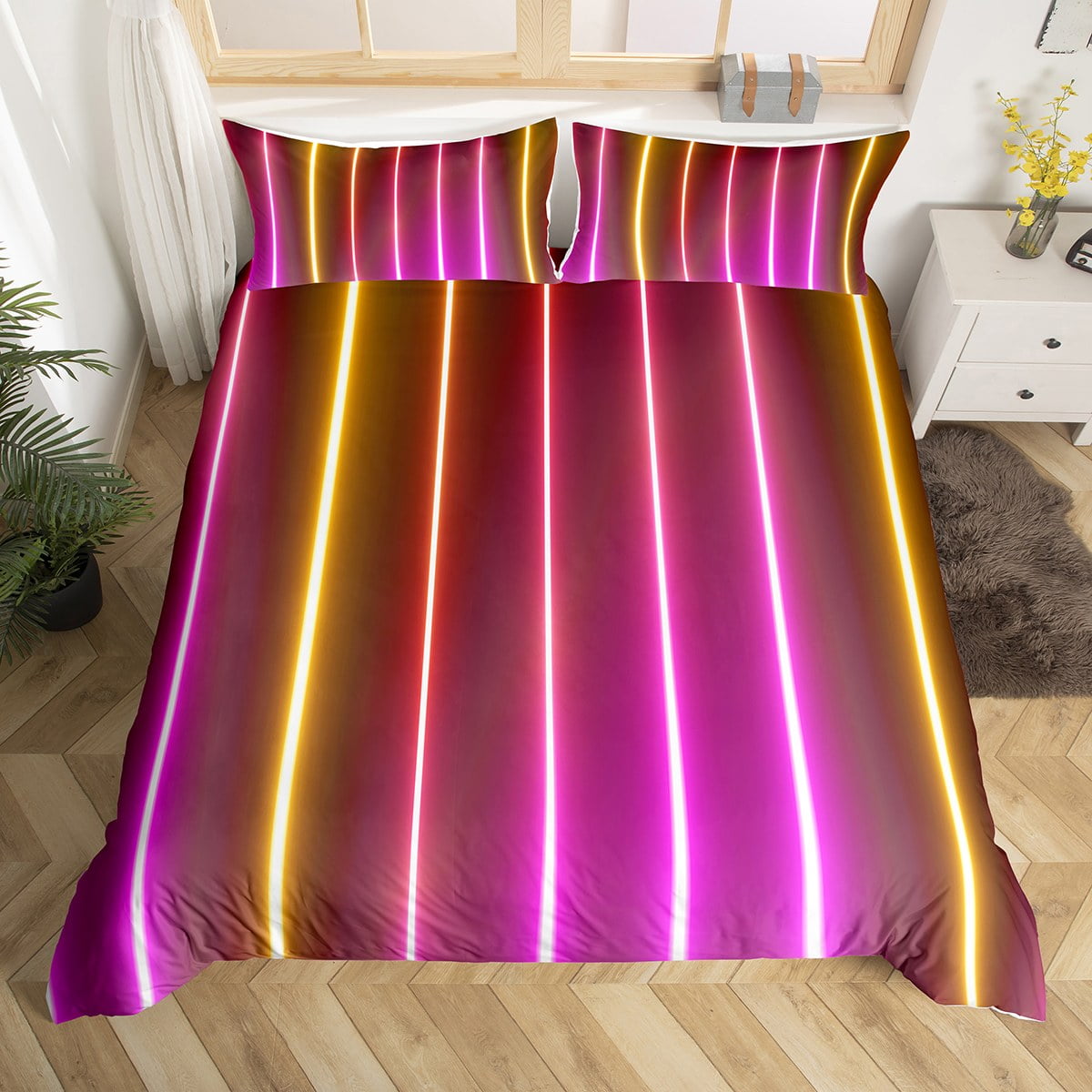 Erosebridal Yellow Red Pink Duvet Cover Twin Ombre Abstract Art Bedding ...