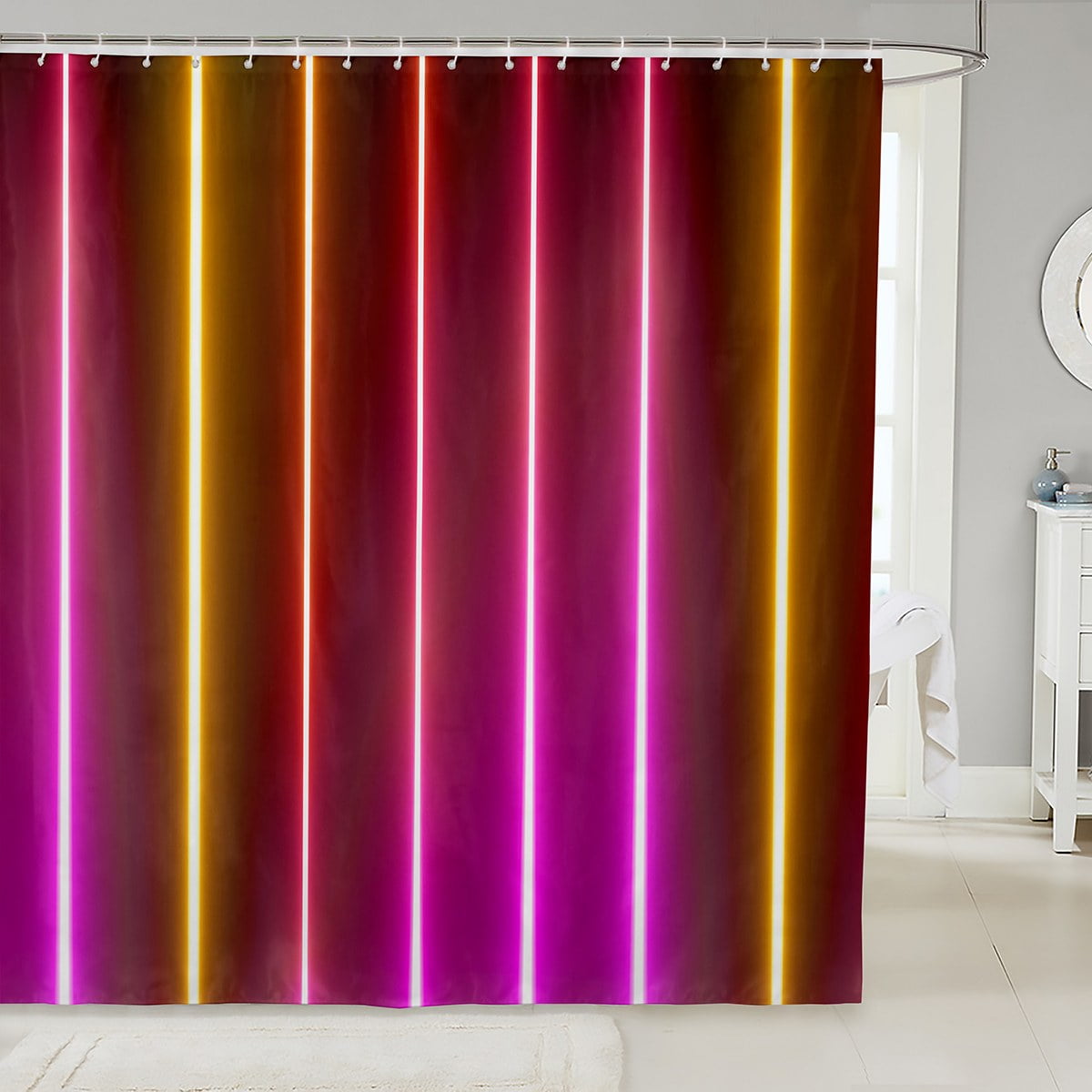YST Yellow Red Pink Shower Curtain Ombre Abstract Art Bathroom Curtains ...