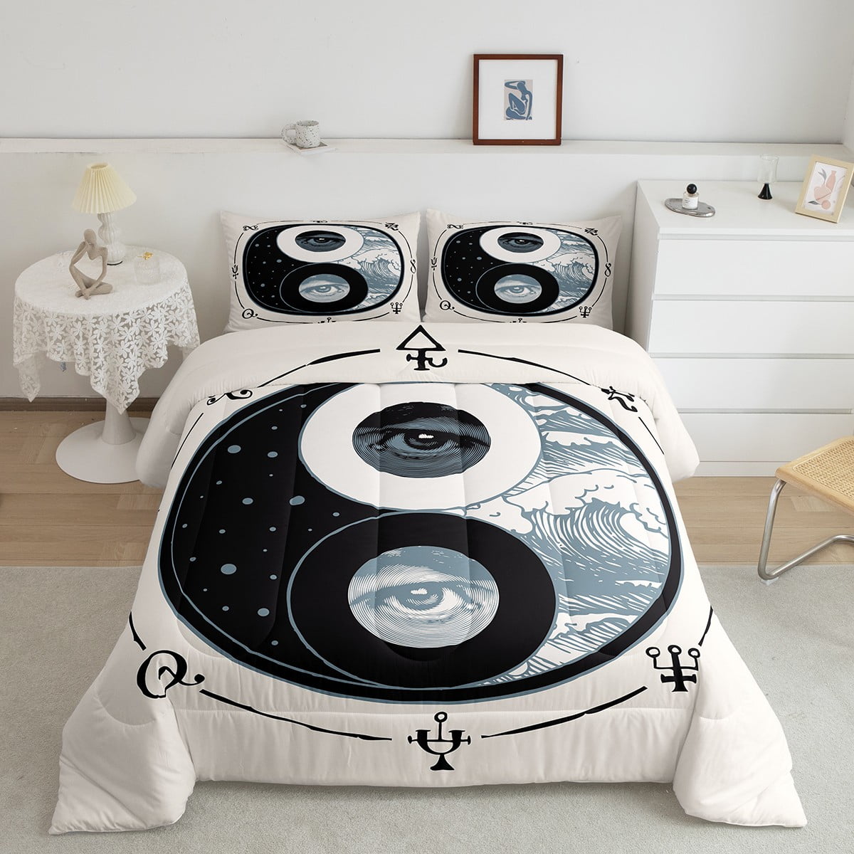 YST Yin and Yang Bedding Sun and Moon Comforter Set Human Eyes Sea ...