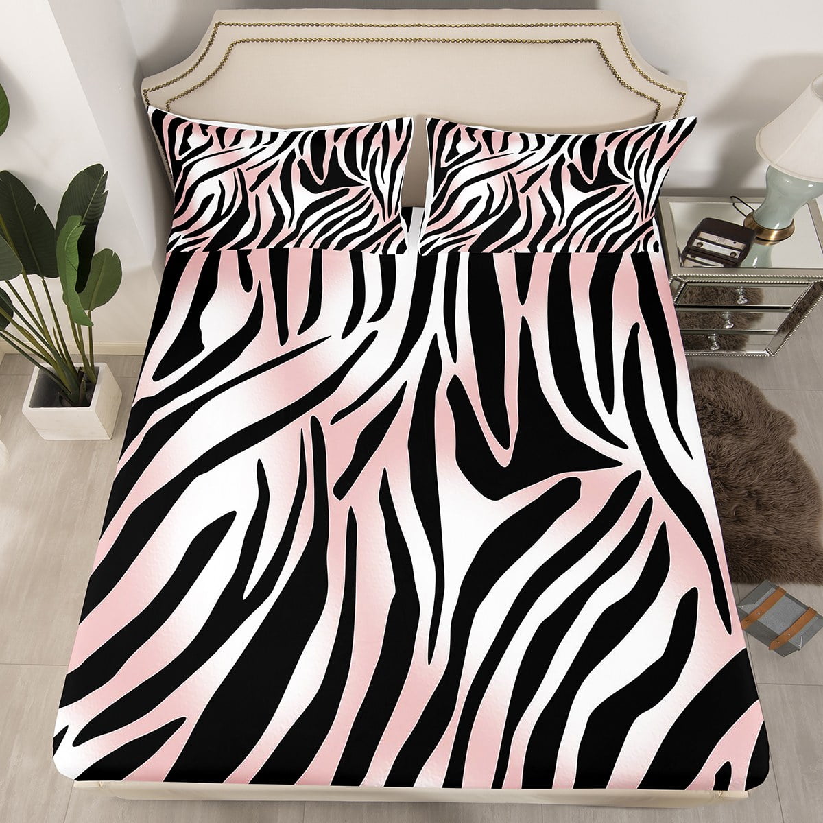 YST Zebra Print Full Sheets Black White Pink Bed Sheets, Wild Animal ...