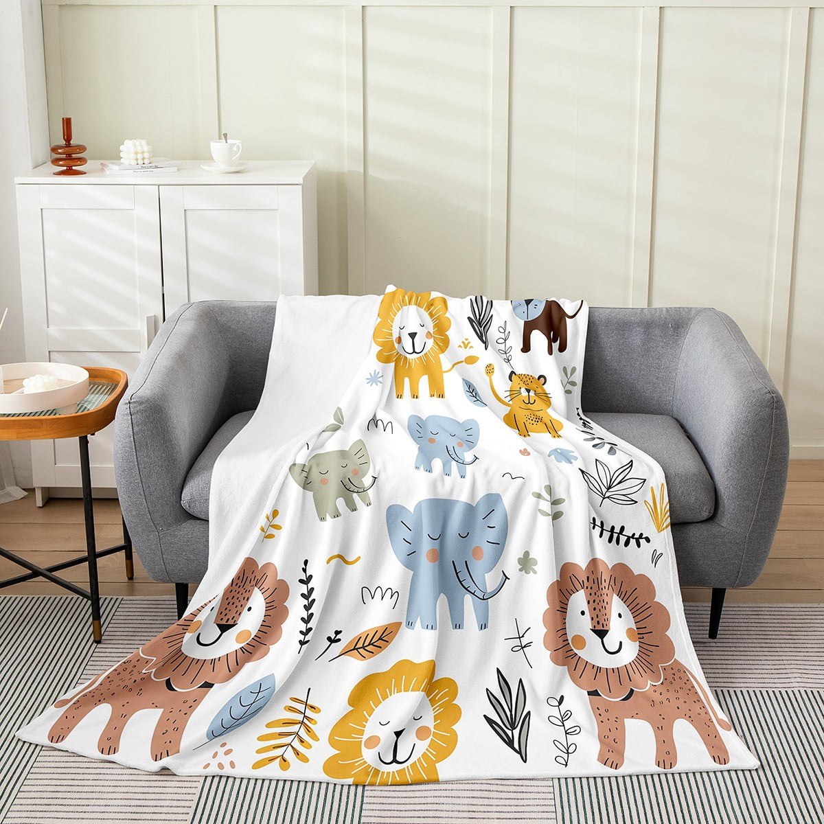 YST Zoo Theme Blanket Baby 30x40, Cartoon Cute Animals Sherpa Blanket ...