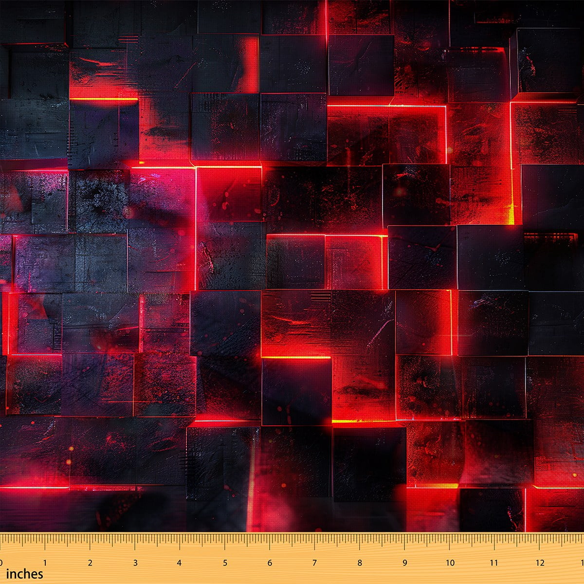 YST geometry Fabric By The Yard red square Upholstery Fabric Light grid ...