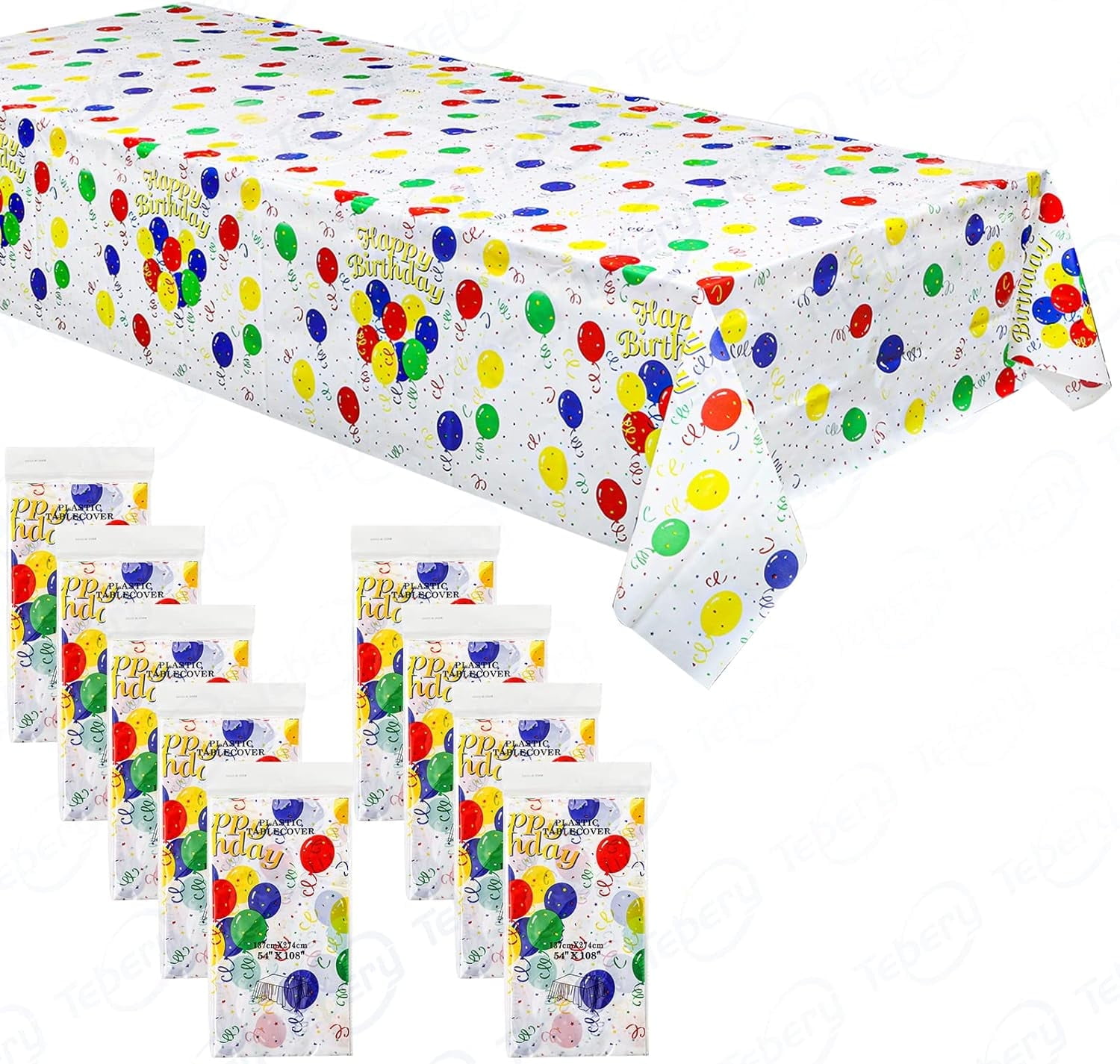 YSTDHL 10 Pack Happy Birthday Balloons Plastic Tablecloth Table Covers ...