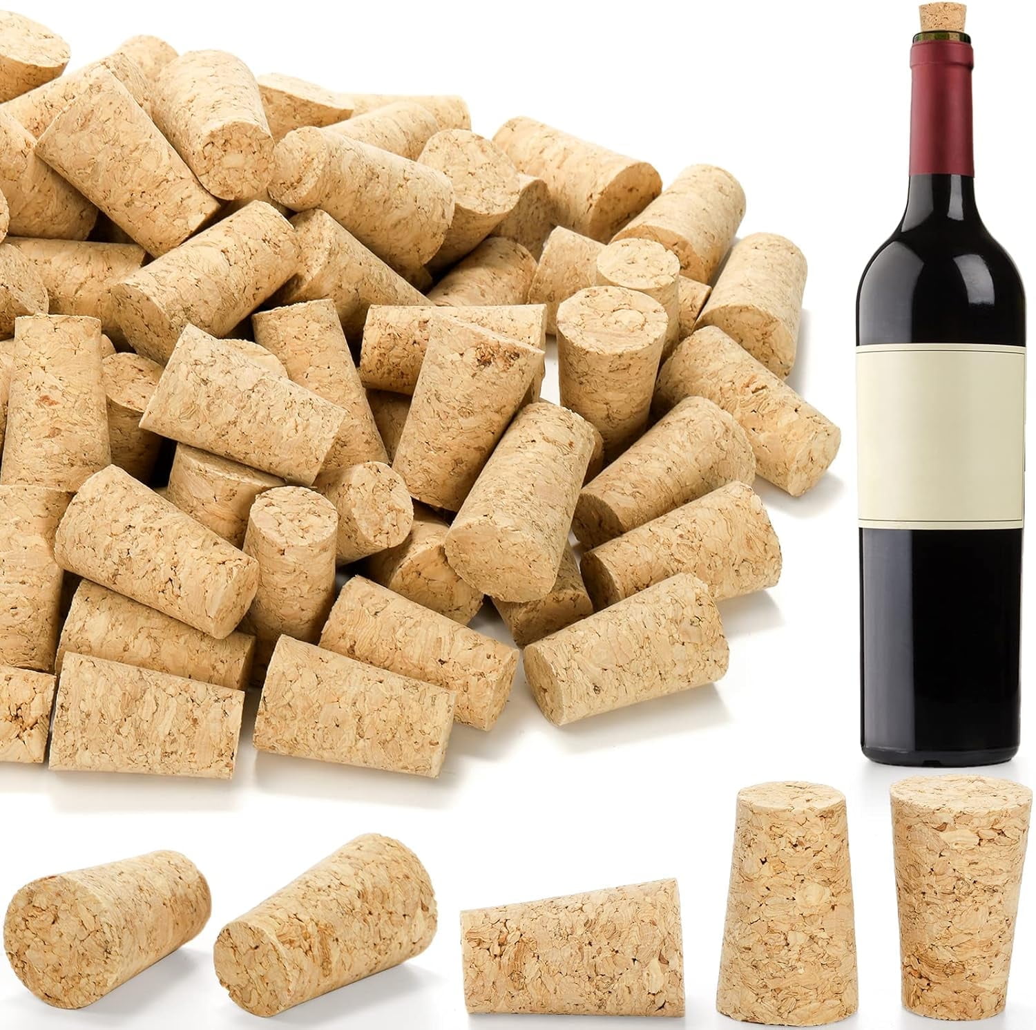 YSTDHL 100 Pack Natural Wine Corks Tapered Cork, Premium Wood Bottle ...