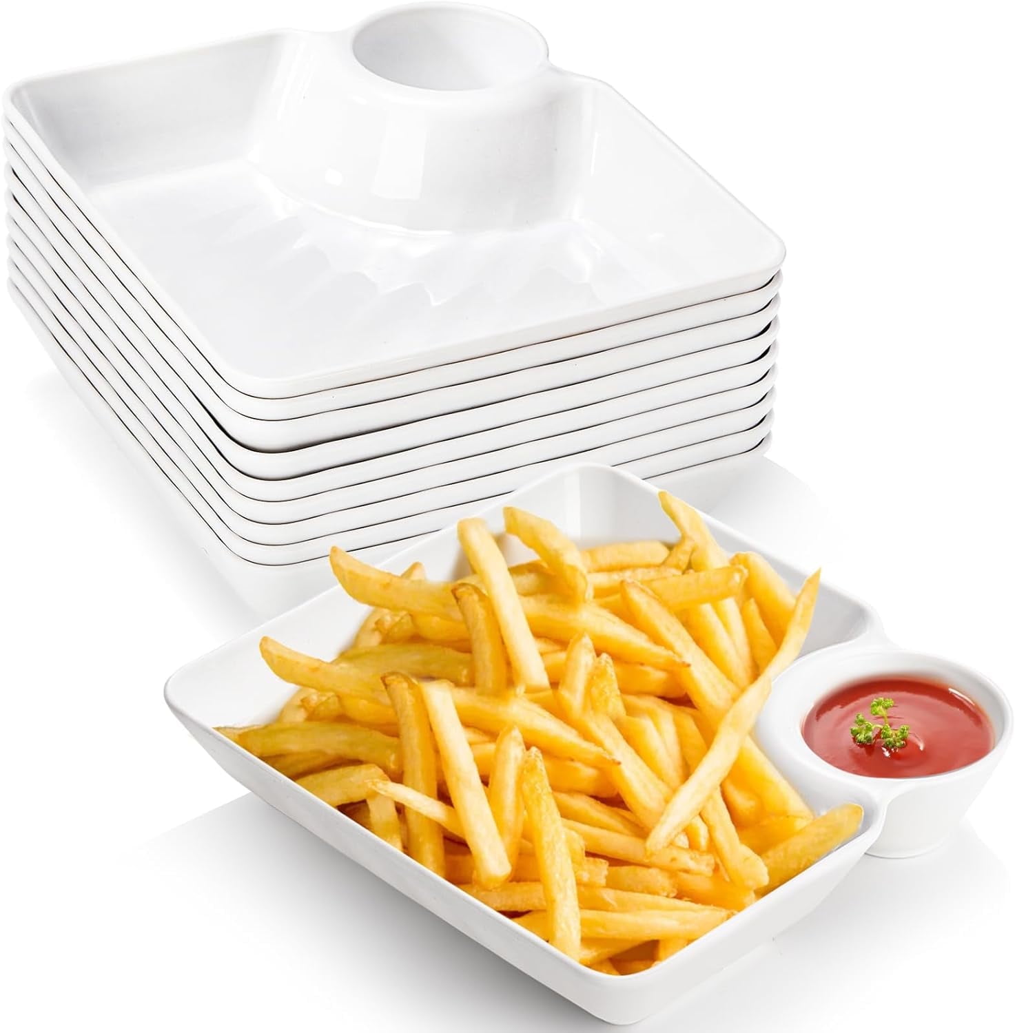 YSTDHL 10Pcs Chips and Dip Plates, Plastic Serving Platter Set Dumpling ...
