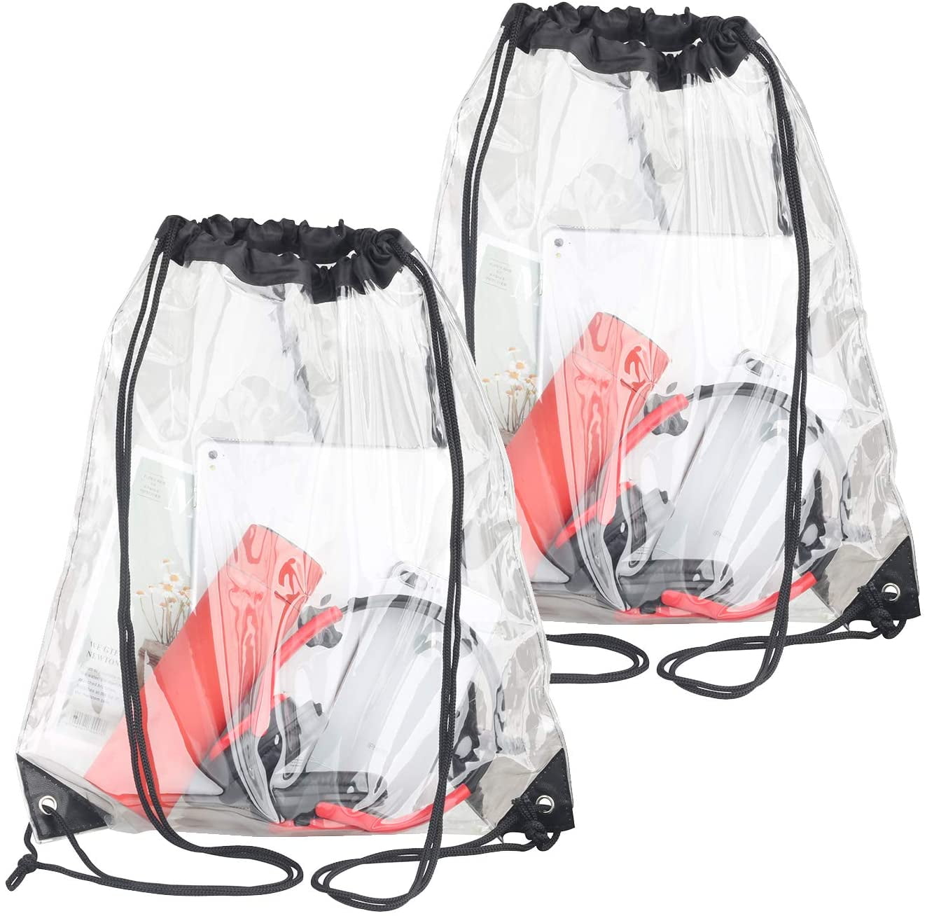 YSTDHL 2 Pieces Clear Drawstring Bags, Waterproof Small Clear Bag for ...