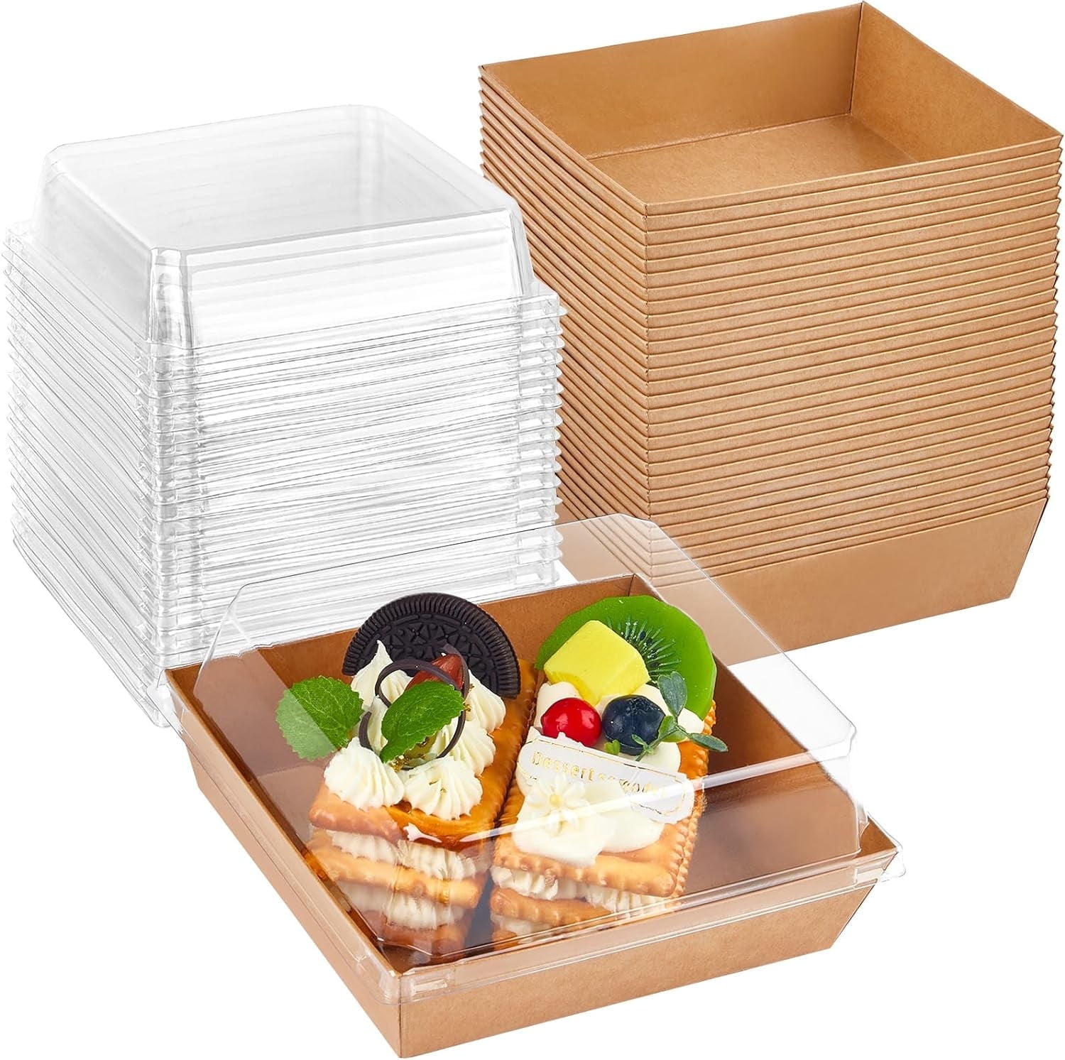 YSTDHL 50 Pack Paper Charcuterie Boxes with Clear Lids, Disposable To ...