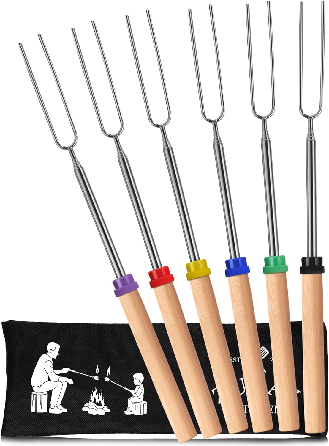 YSTDHL 6 Pack Smores Sticks for Fire Pit - Long Marshmallow Roasting ...