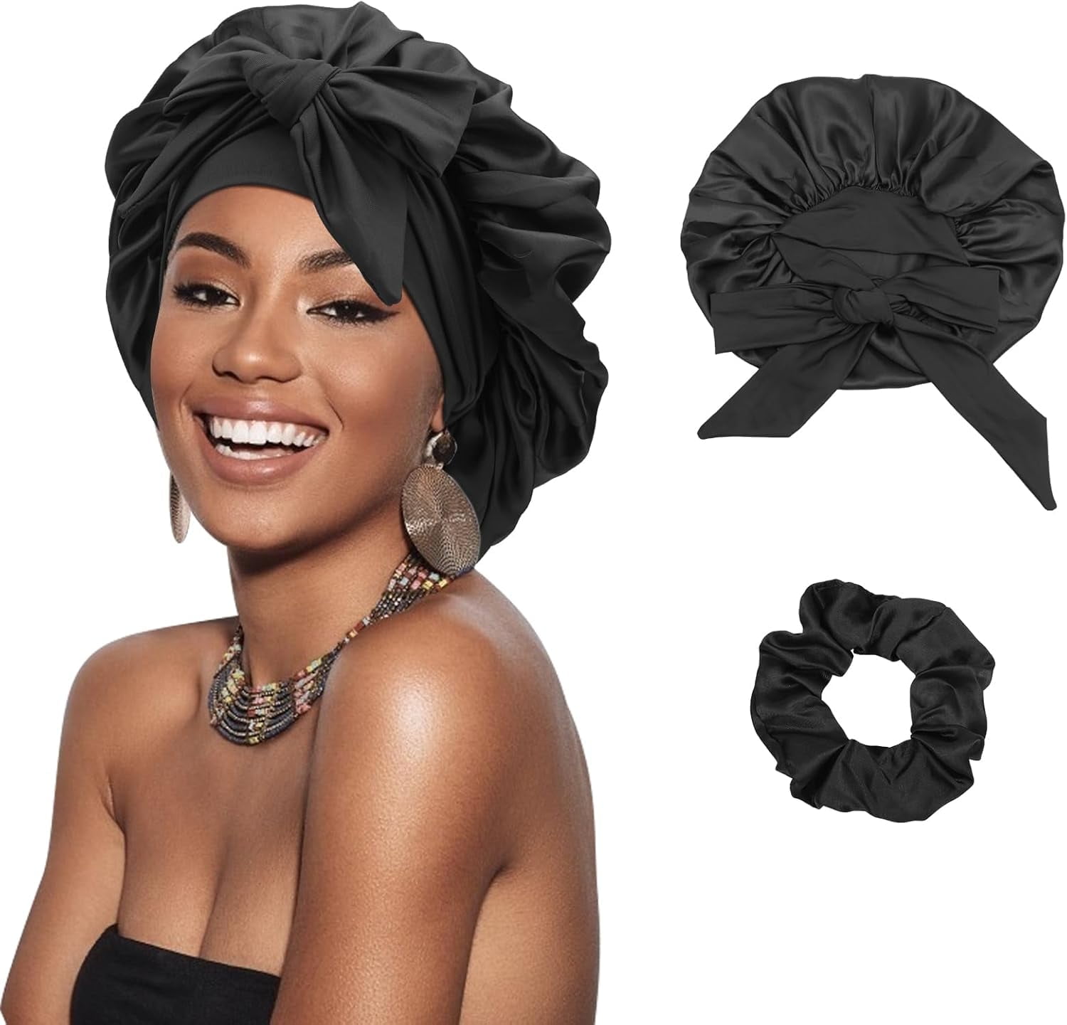 YSTDHL Satin Braid Bonnet for Women Silk Bonnet for Sleeping Sleep Cap ...