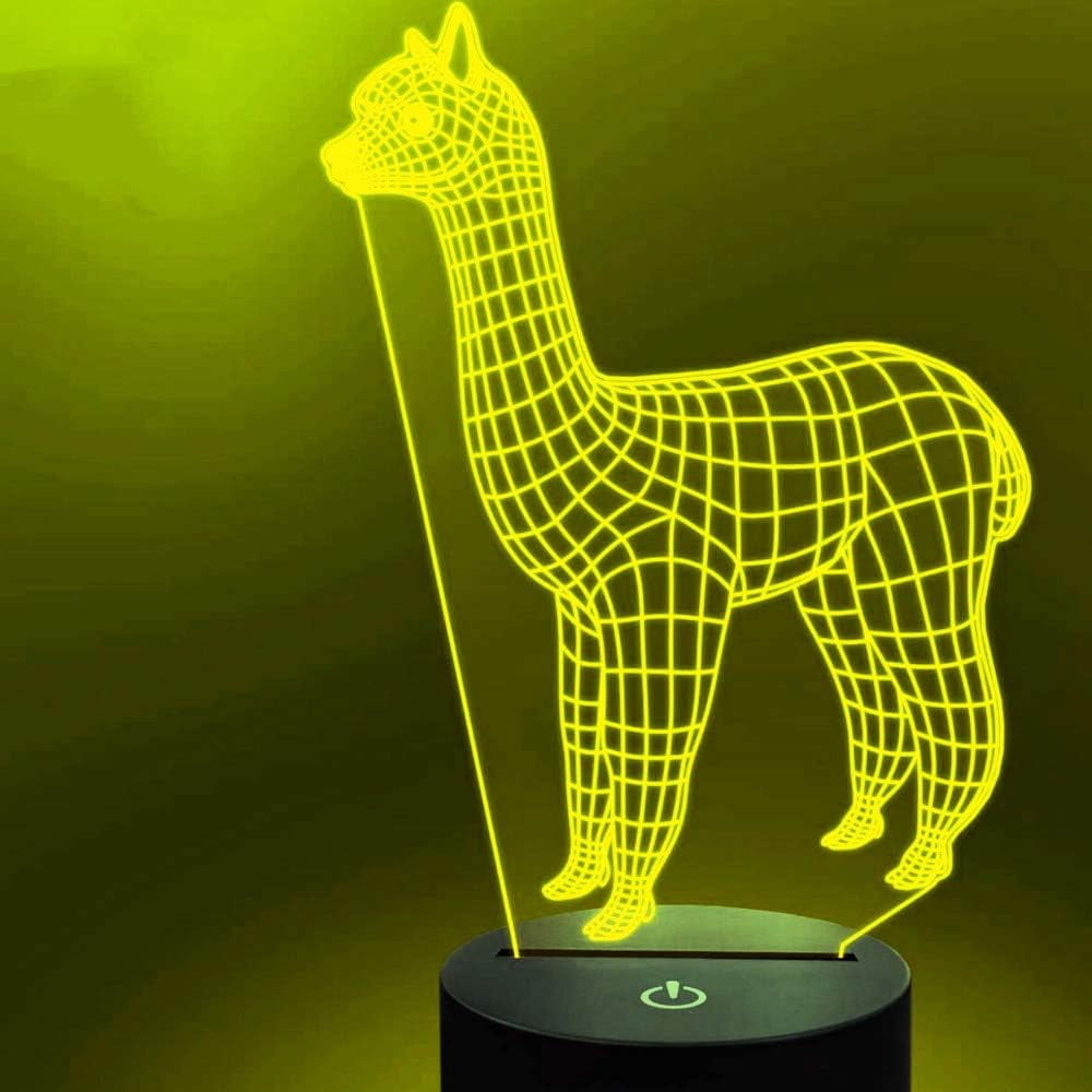 YSTIAN 3D Alpaca Night Light Table Desk Optical Illusion Lamps 7 Color ...