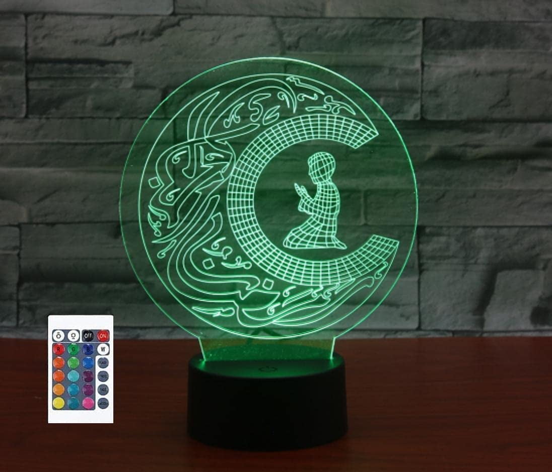YSTIAN 3D Arab Castle Ramadan Night Light Powered Remote Control Touch ...