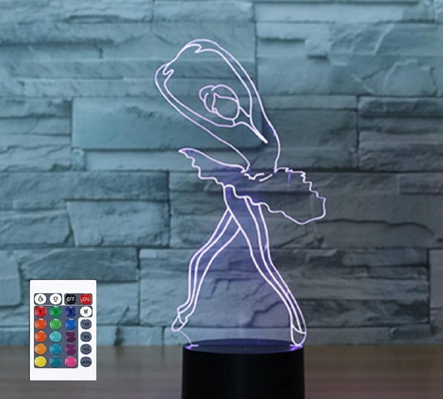 YSTIAN 3D Ballerina Remote Control 16 Color Night Lights Illusion ...