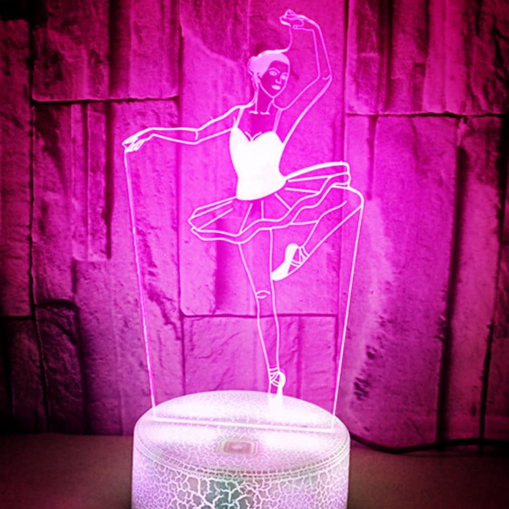 YSTIAN 3D Ballet Gymnastic Night Light Table Desk Optical Illusion ...
